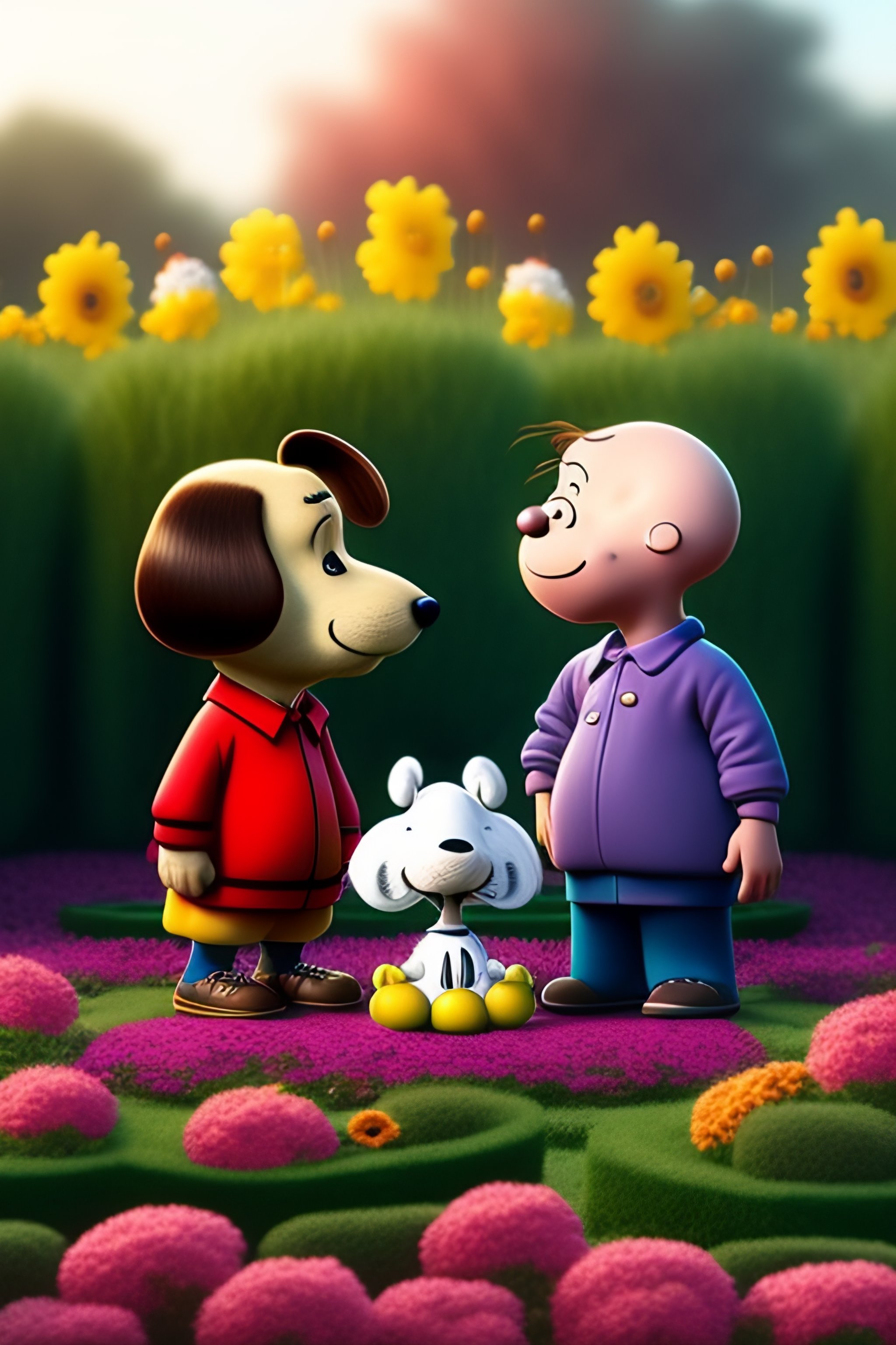 Lexica - The peanuts with snoopie in a garden