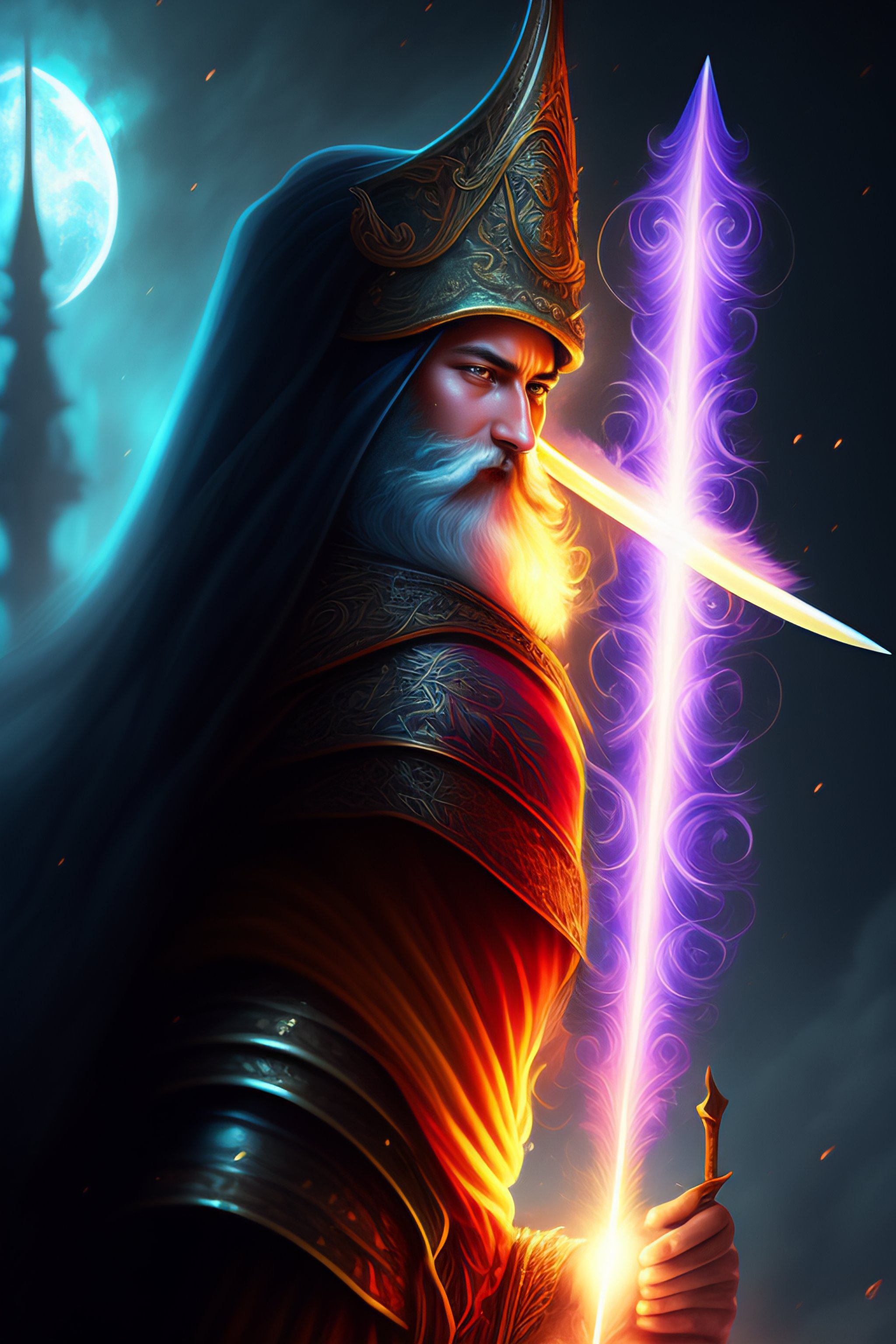 Lexica - A painting of wizard sword digital art, hd