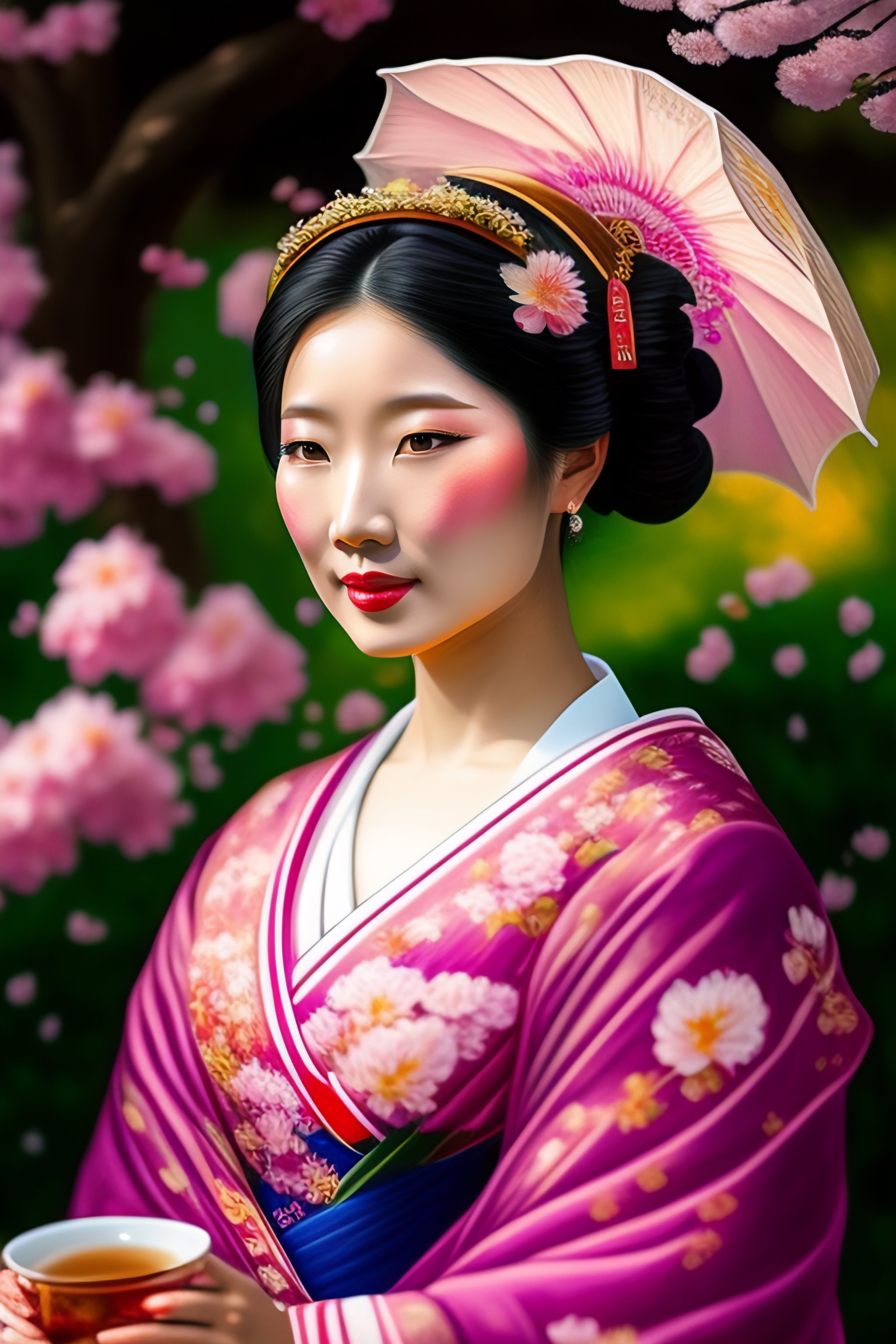 Lexica - IMPRESSIONIST STYLE PAINTING OF A GEISHA WITH DELICATE HANDS ...