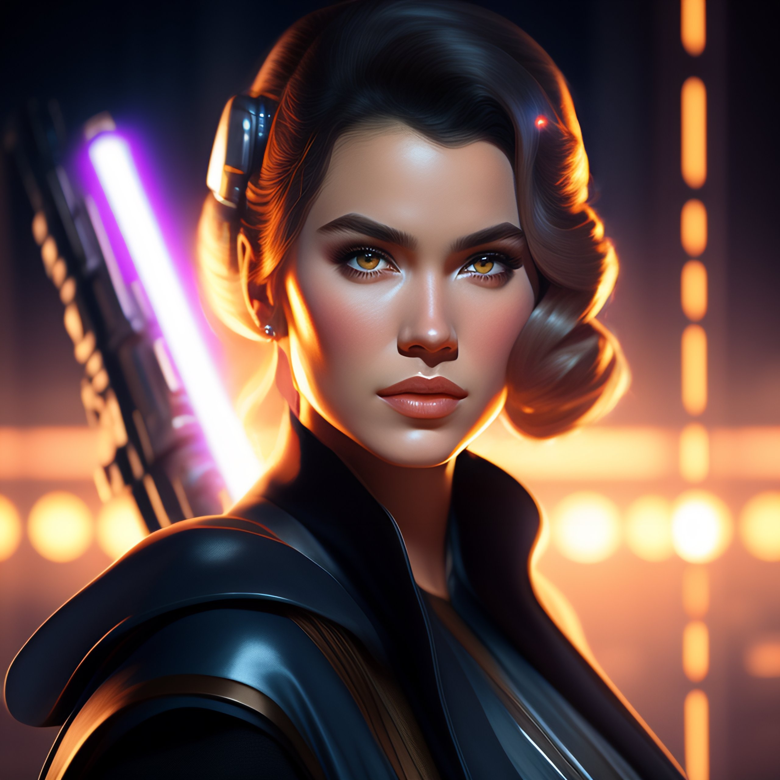 Lexica - Professional portrait of young jedi woman with a blaster, Star ...