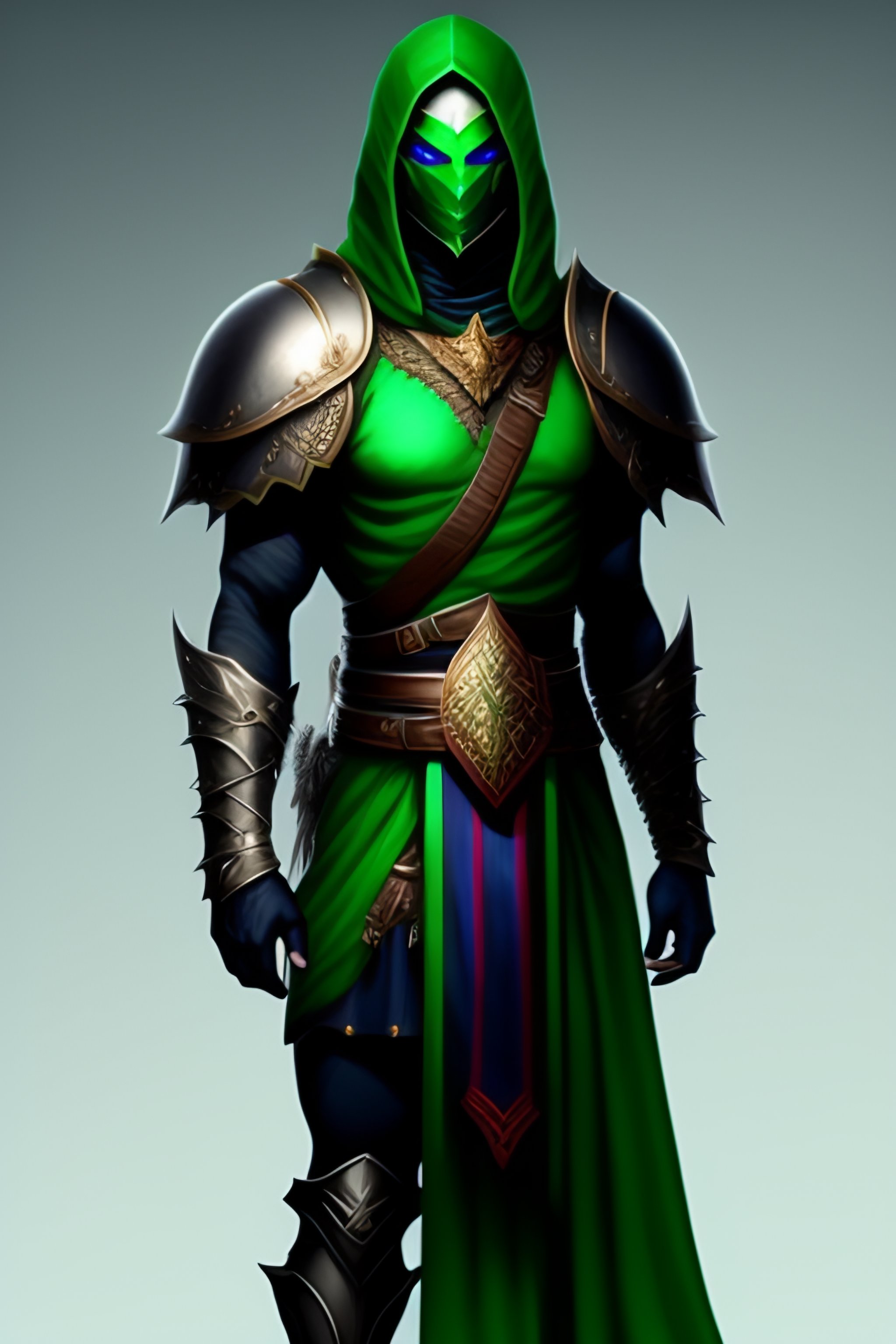 Lexica - Half-drow male good warrior Green eyes and basic mail armor ...