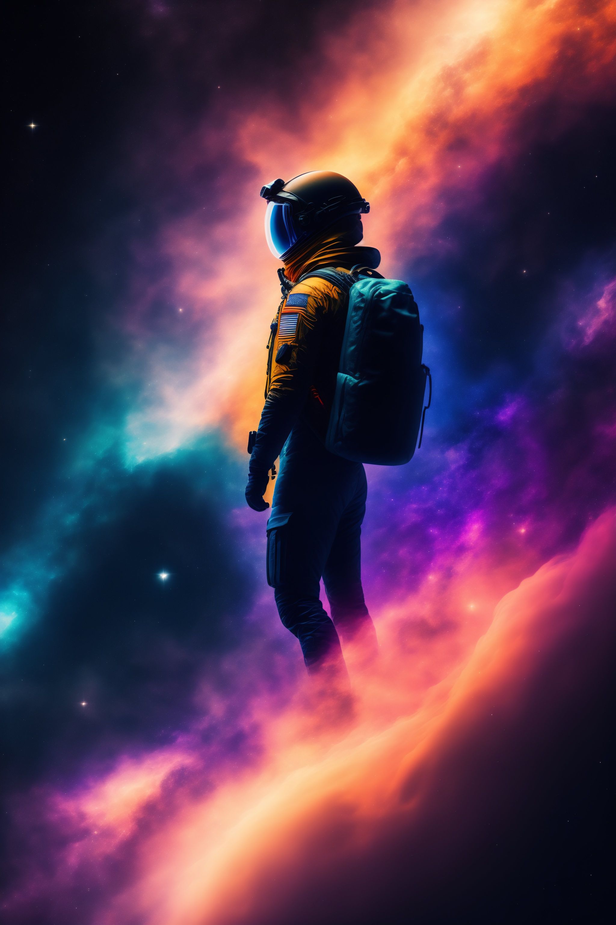 Lexica - Man floating in space with a galaxy background