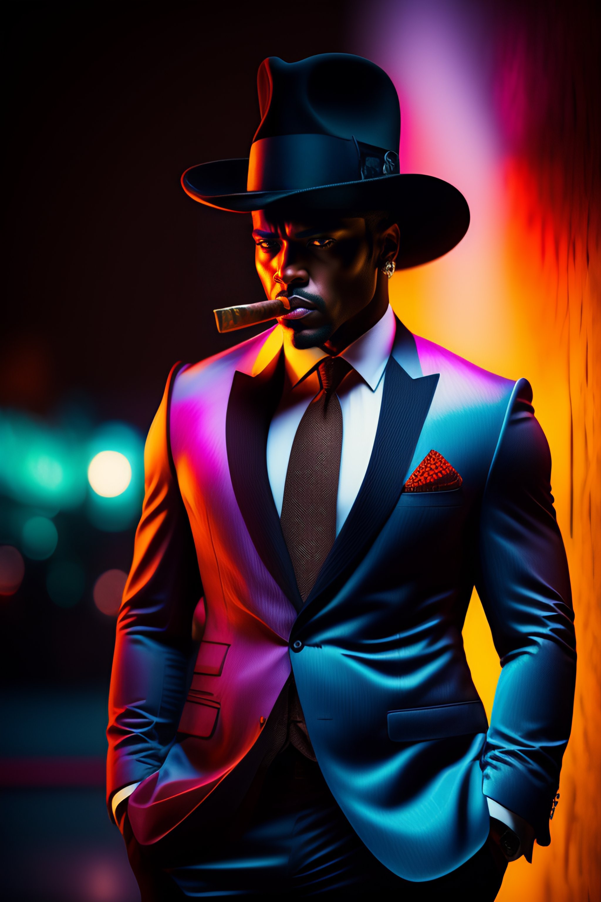 Lexica - 3d render, a gangster, with an aggressive face, with a cigar ...
