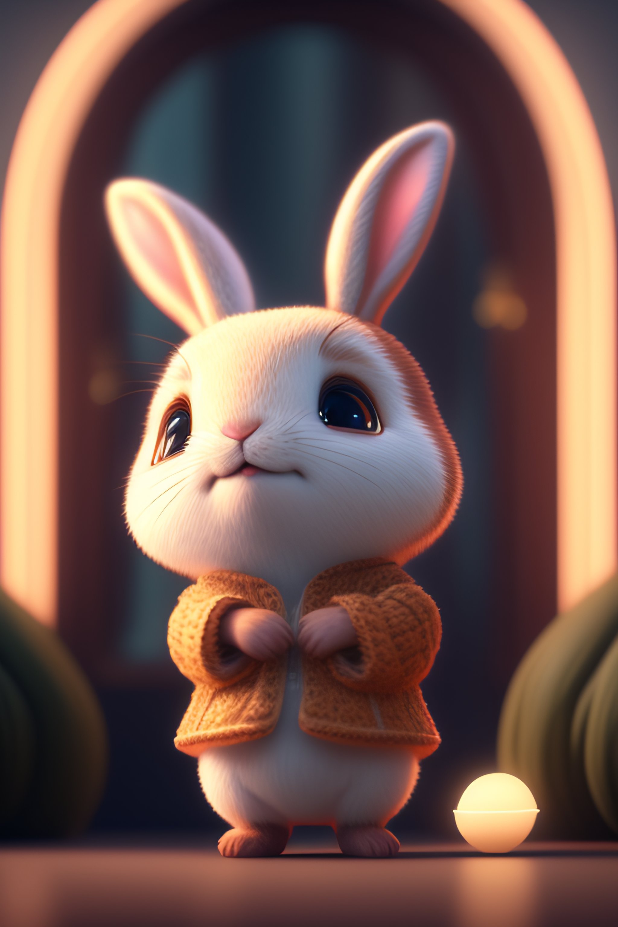 Lexica - Cute adorable little bunny waving and smiling greeting me ...