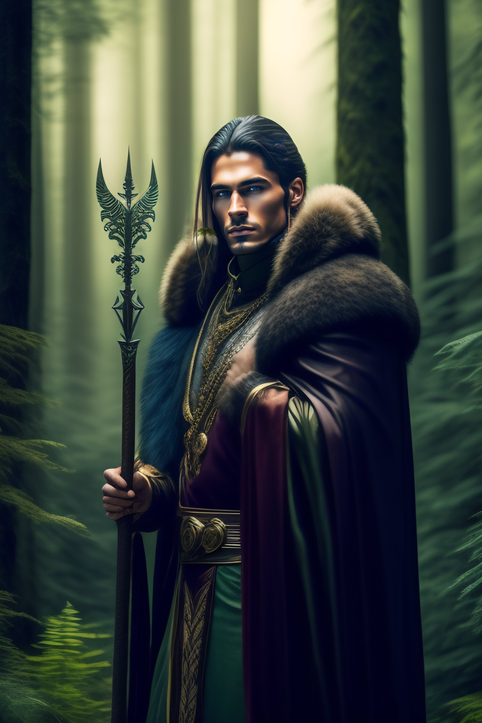 Lexica - A masculine blond wizard inside the forest, fighting an evil ...