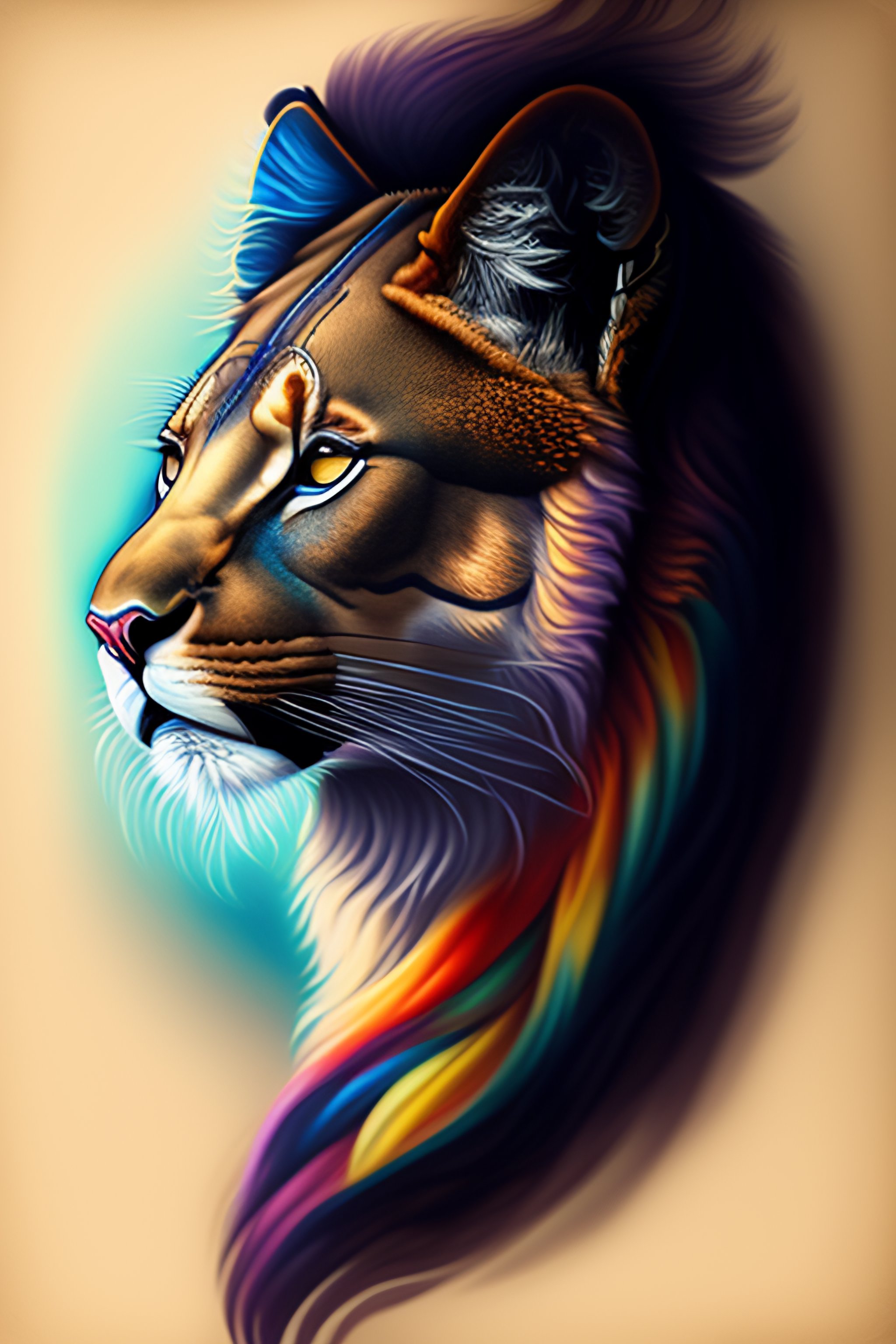 Lexica - Realistic Flying lion tattoo style illustration
