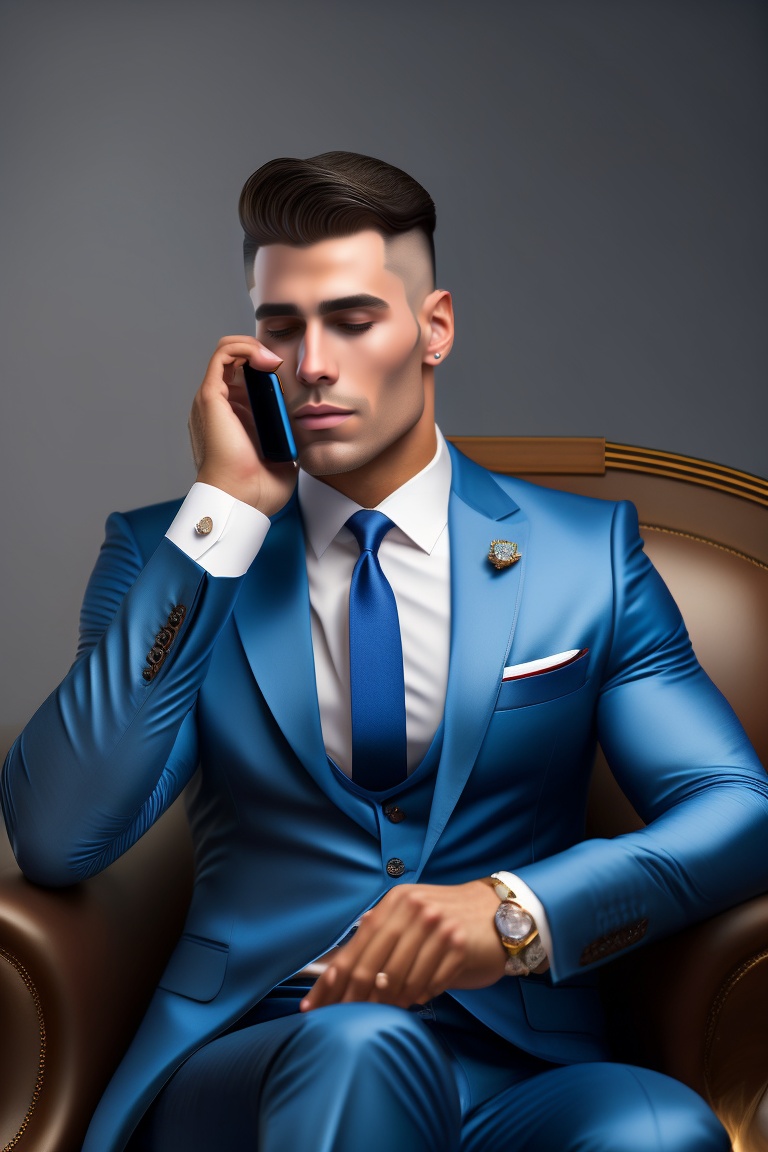 Lexica - Ultra realistic image of a stoic man with a blue suit, face ...
