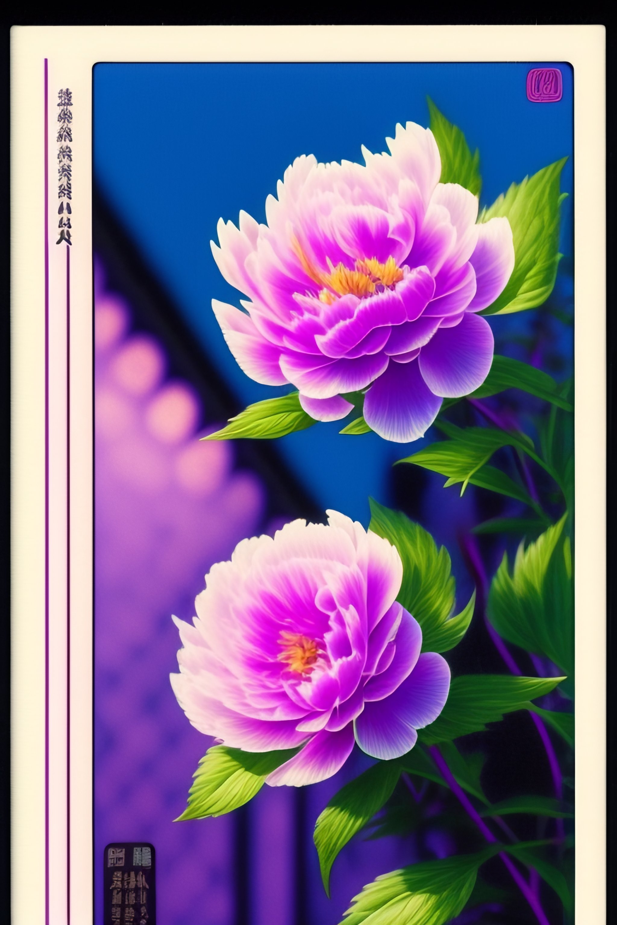 Lexica - By akio watanabe, manga art, light violet blue peony outside ...