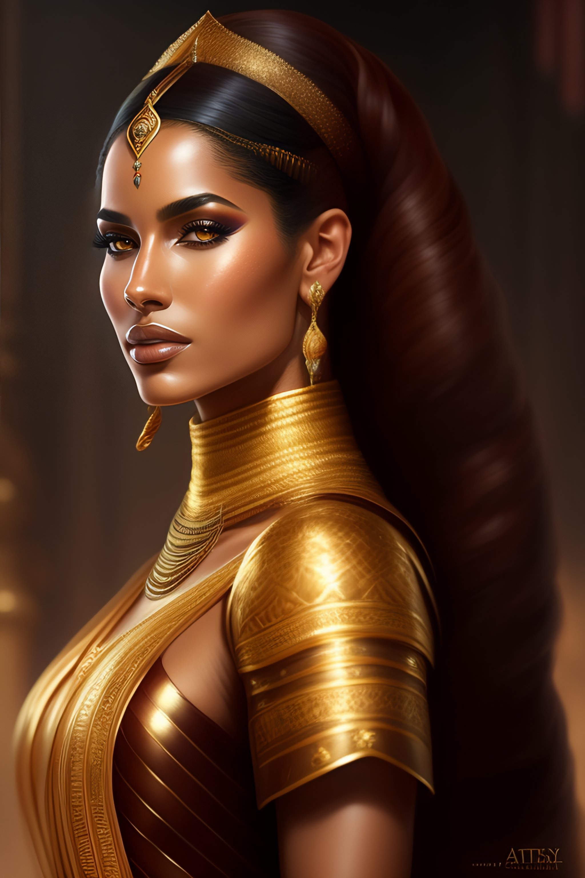 Lexica - Portrait of a egyptian queen with long marsala color braided ...