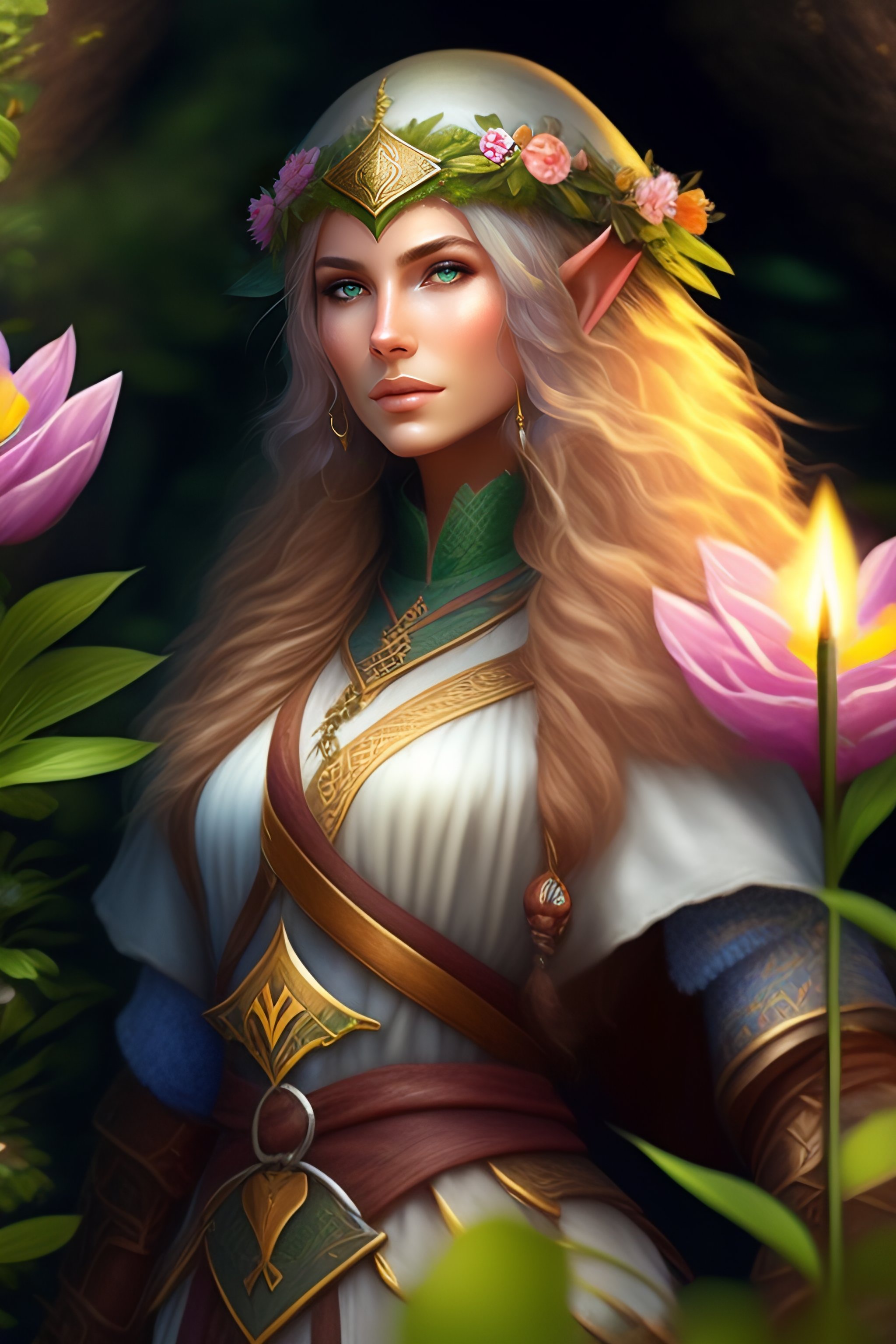 Lexica - Cleric elf wants to protect the forest . Many flowers ...