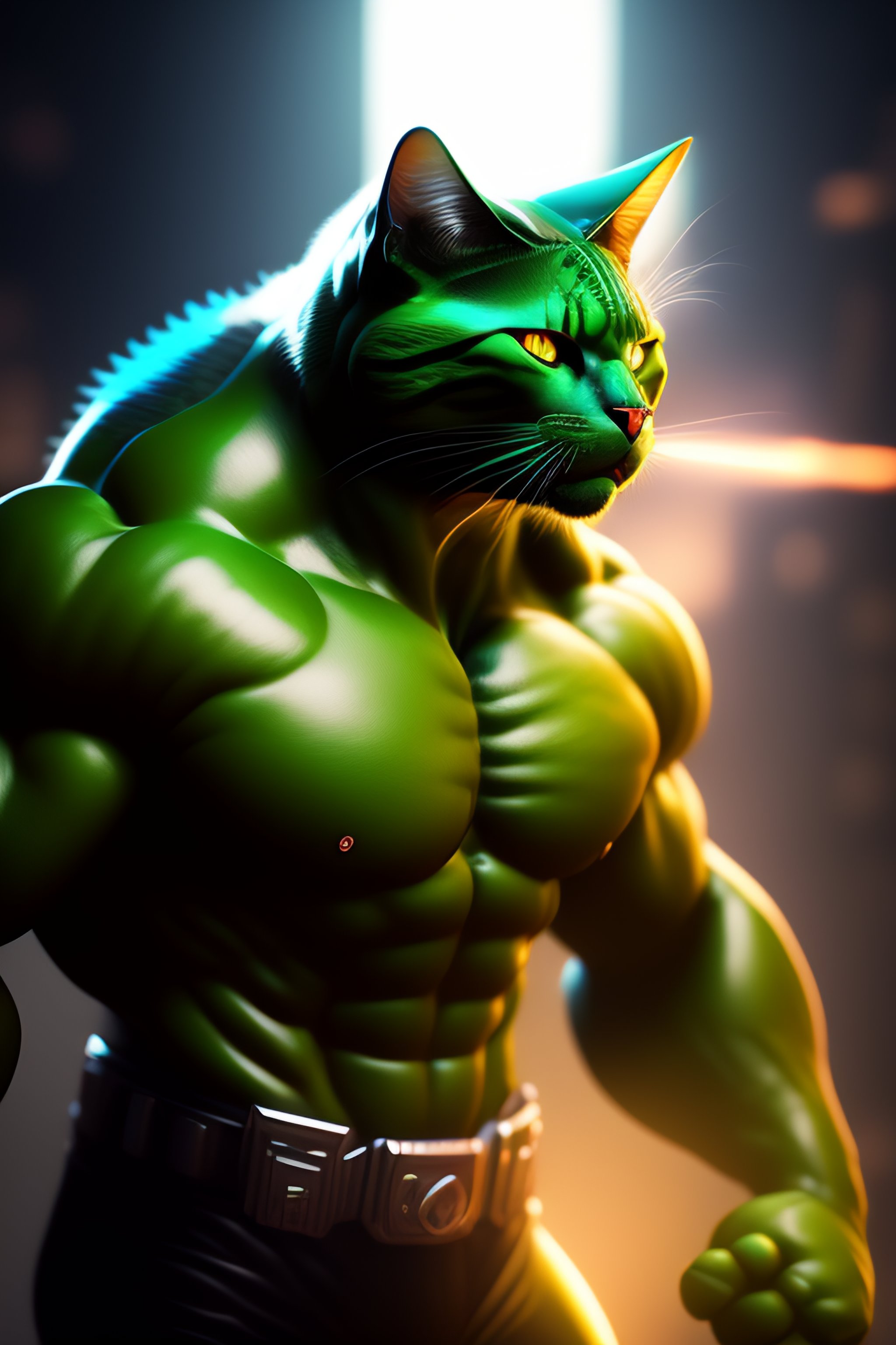 Lexica - Cat as Hulk, dynamic lighting, photorealistic fantasy concept ...
