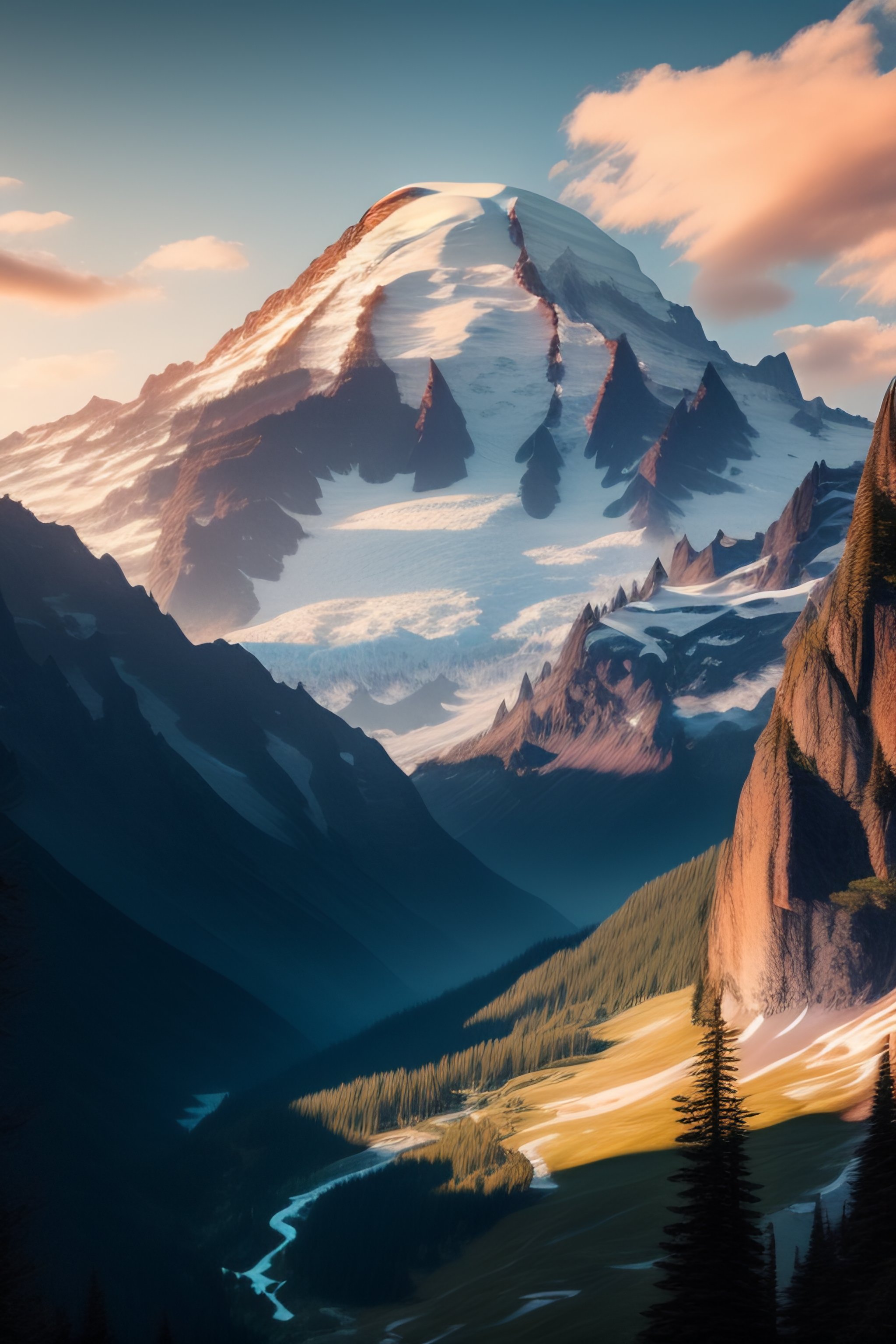 Lexica - A beautiful and highly detailed matte painting of mount ...