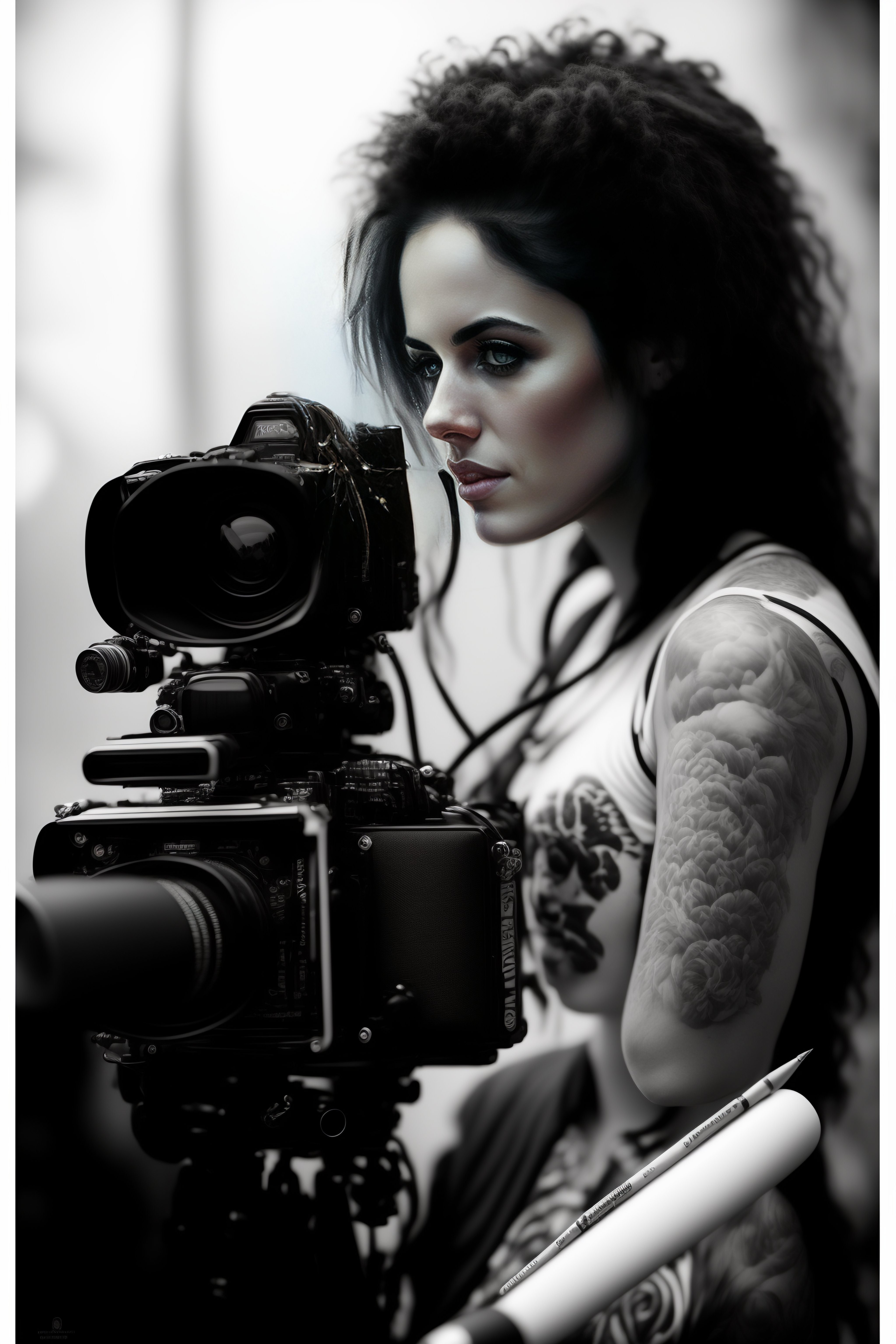 Lexica - Drawing, sketch, on paper, punk rock girl camera operator ...