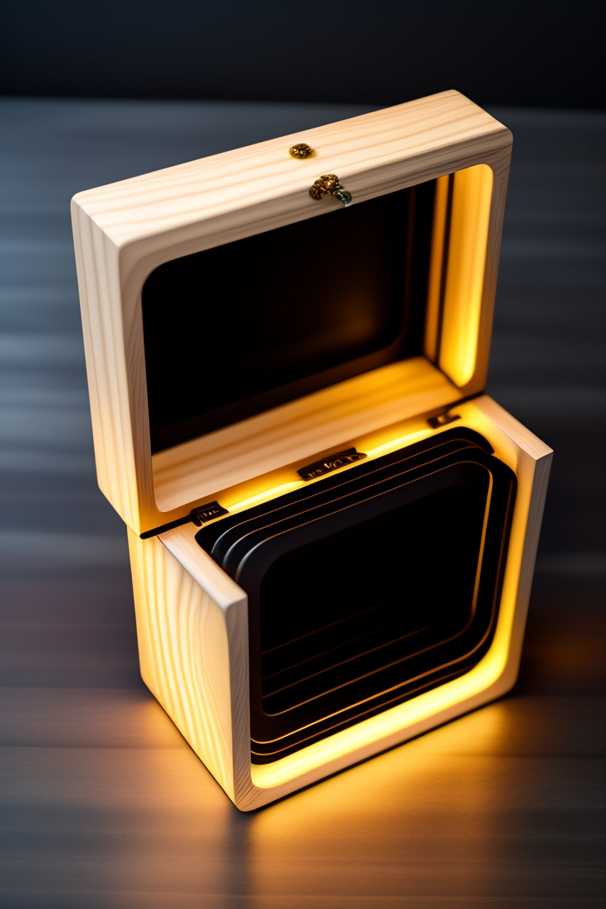 Lexica - Lasercut wood case box led MDF