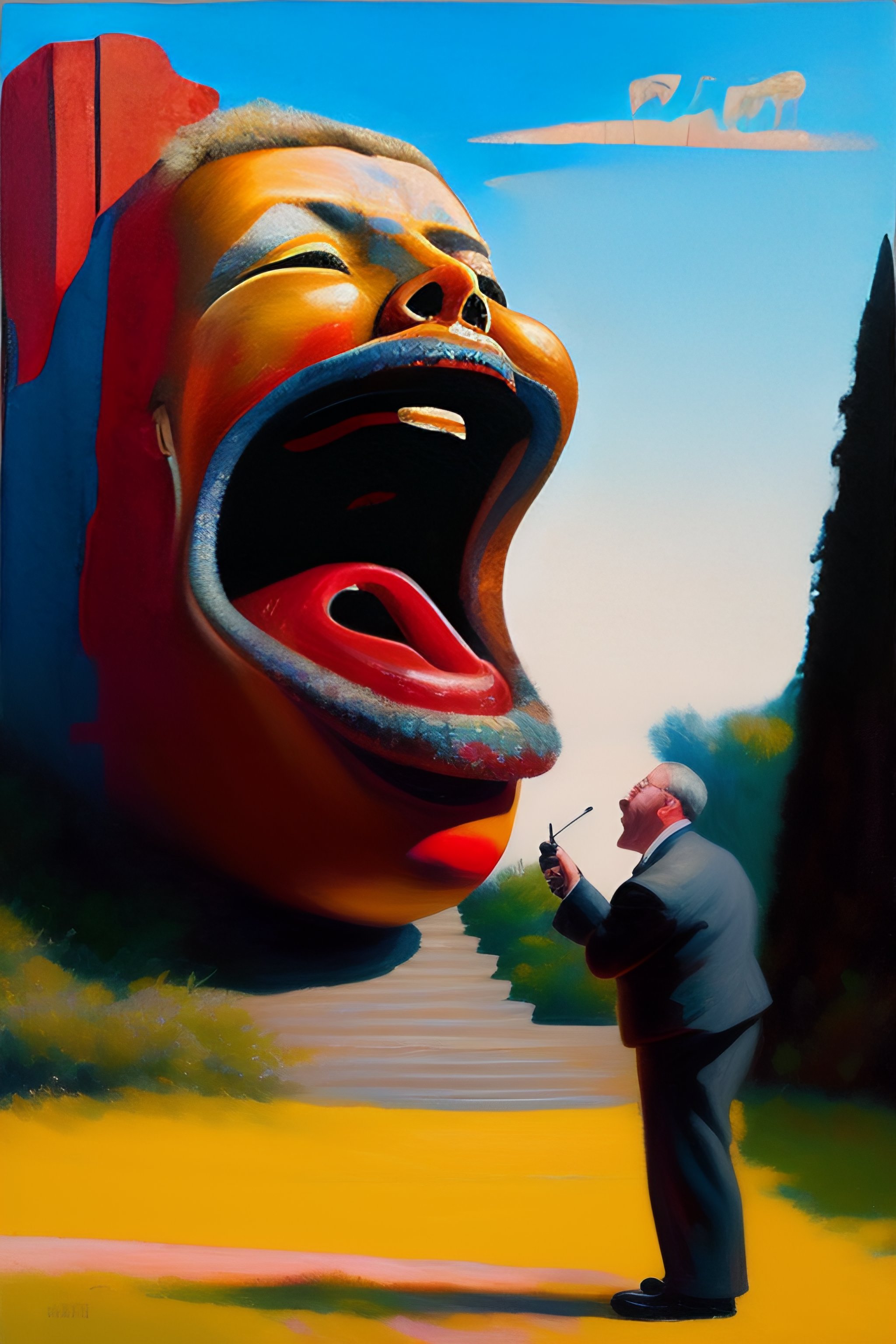 Lexica - Bizarre person screaming as an impasto painting by shaun tan ...