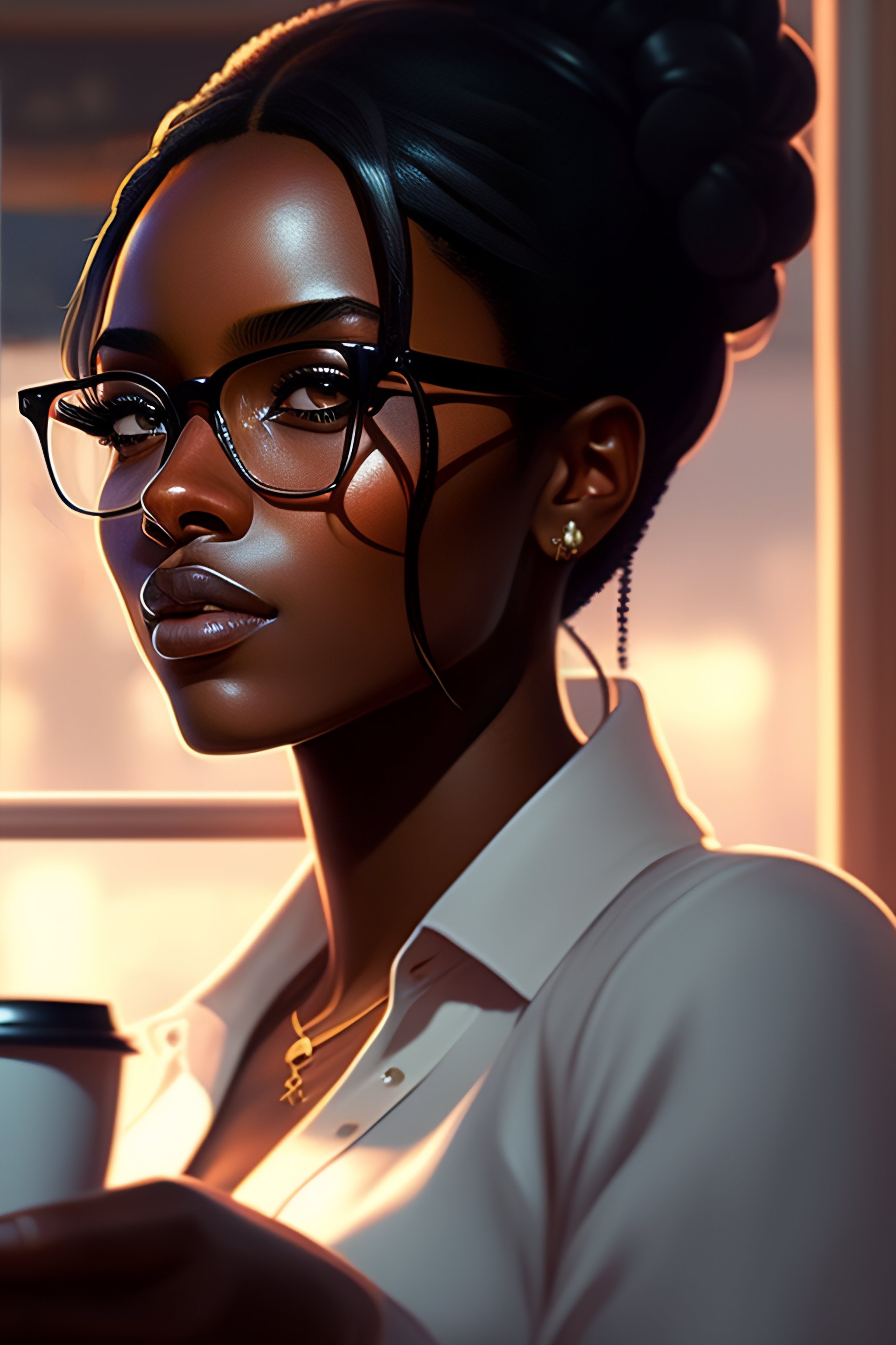 Lexica - Saucy dark skinned girl in blouse black braids black wayfarer ...