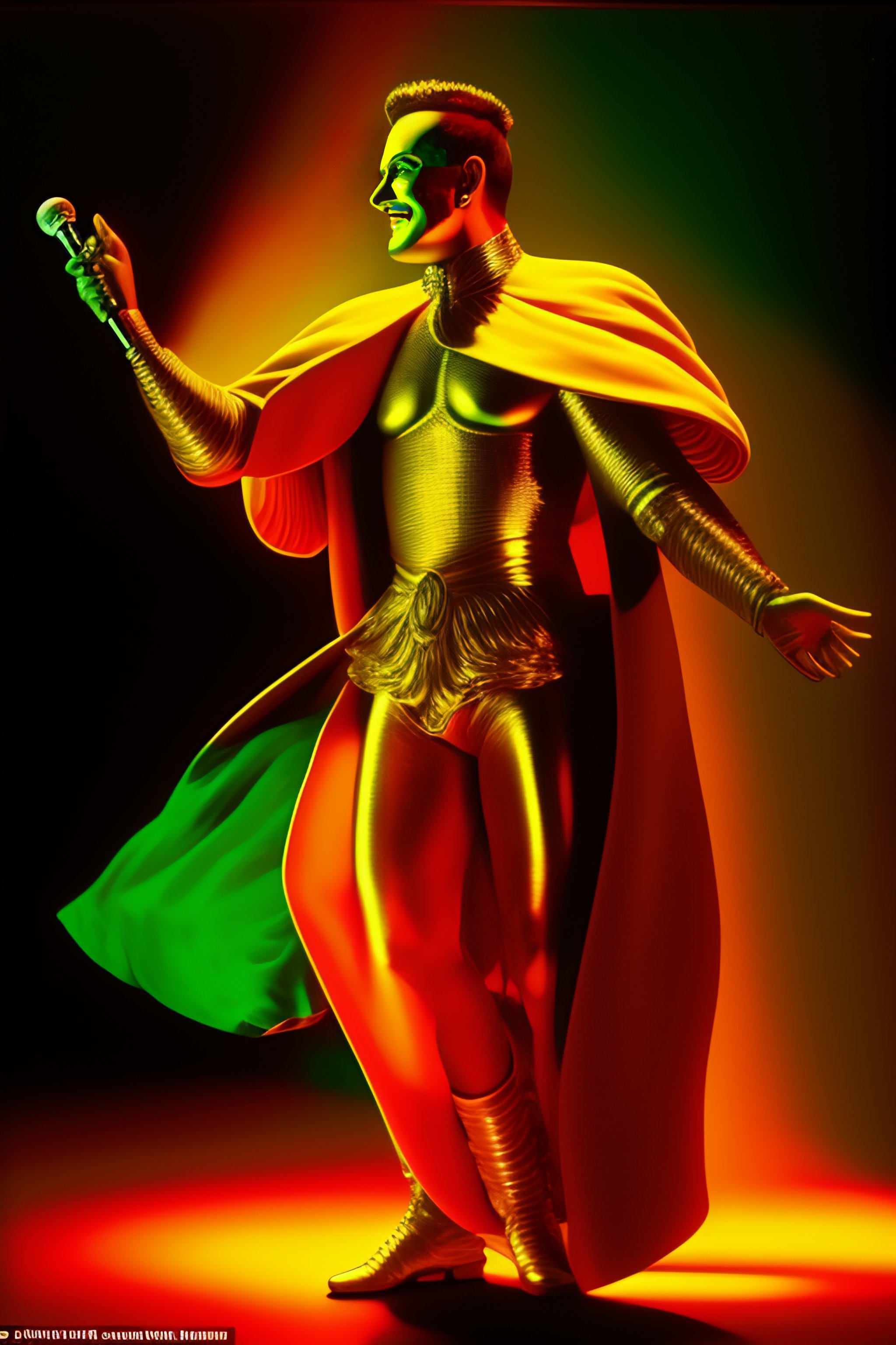 Lexica - The standup comedy comedian smiling short haired superhero ...