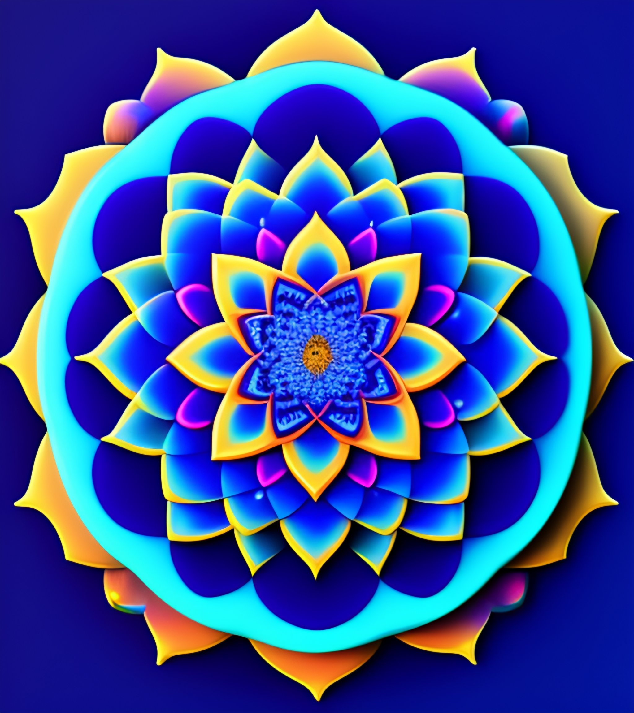 Lexica - 2d blue avatar psychedelic, 2d flat, mandala or flower of life ...