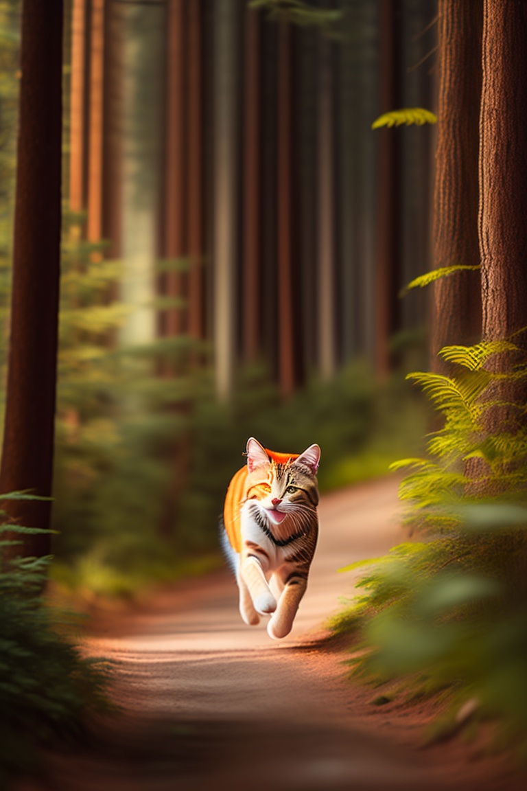 Lexica - Cats chasing people in a forest,taken with canon eos mark one ...