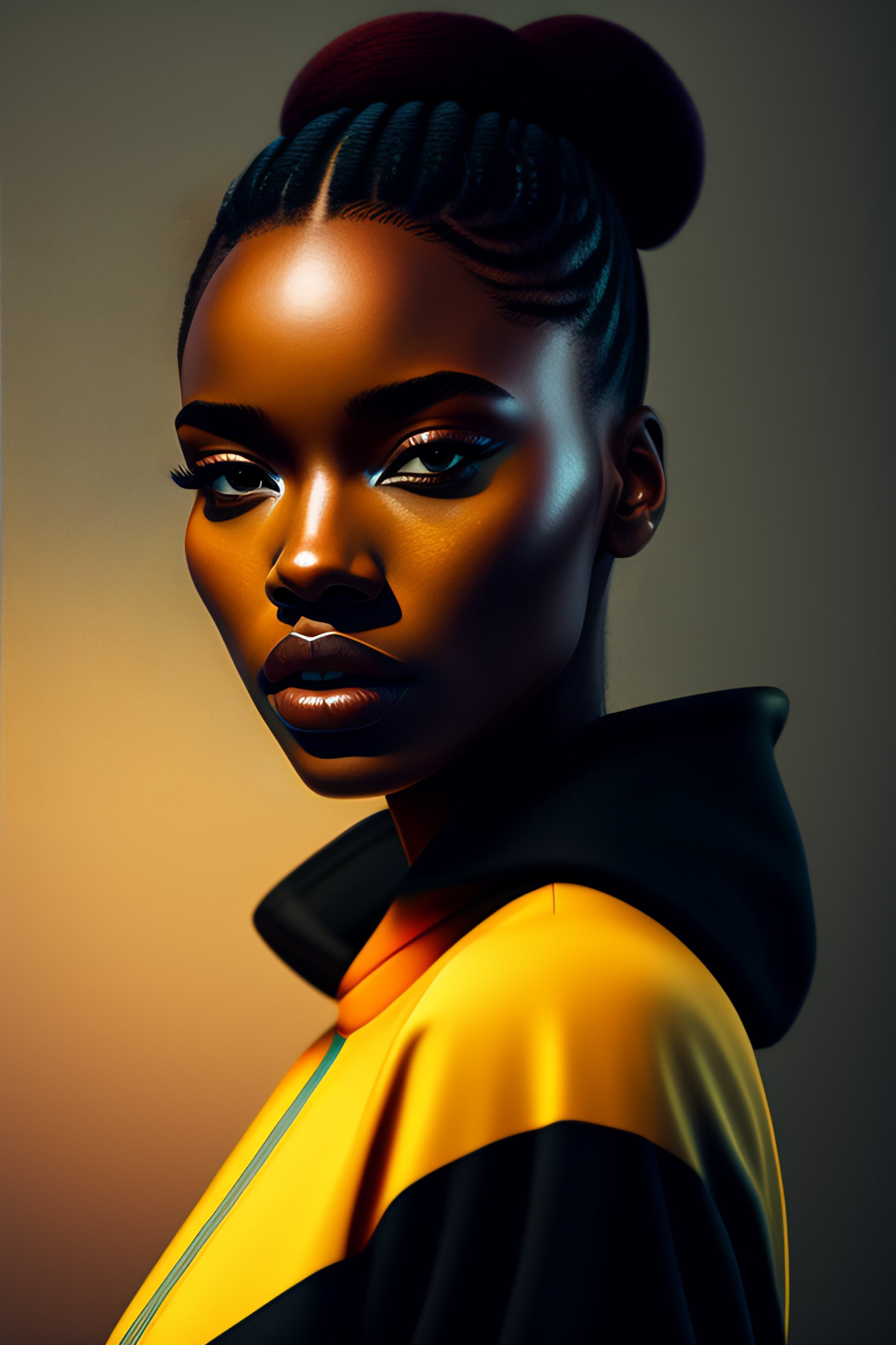 Lexica - Full-body shot, beautiful light-skinned black woman, wearing ...