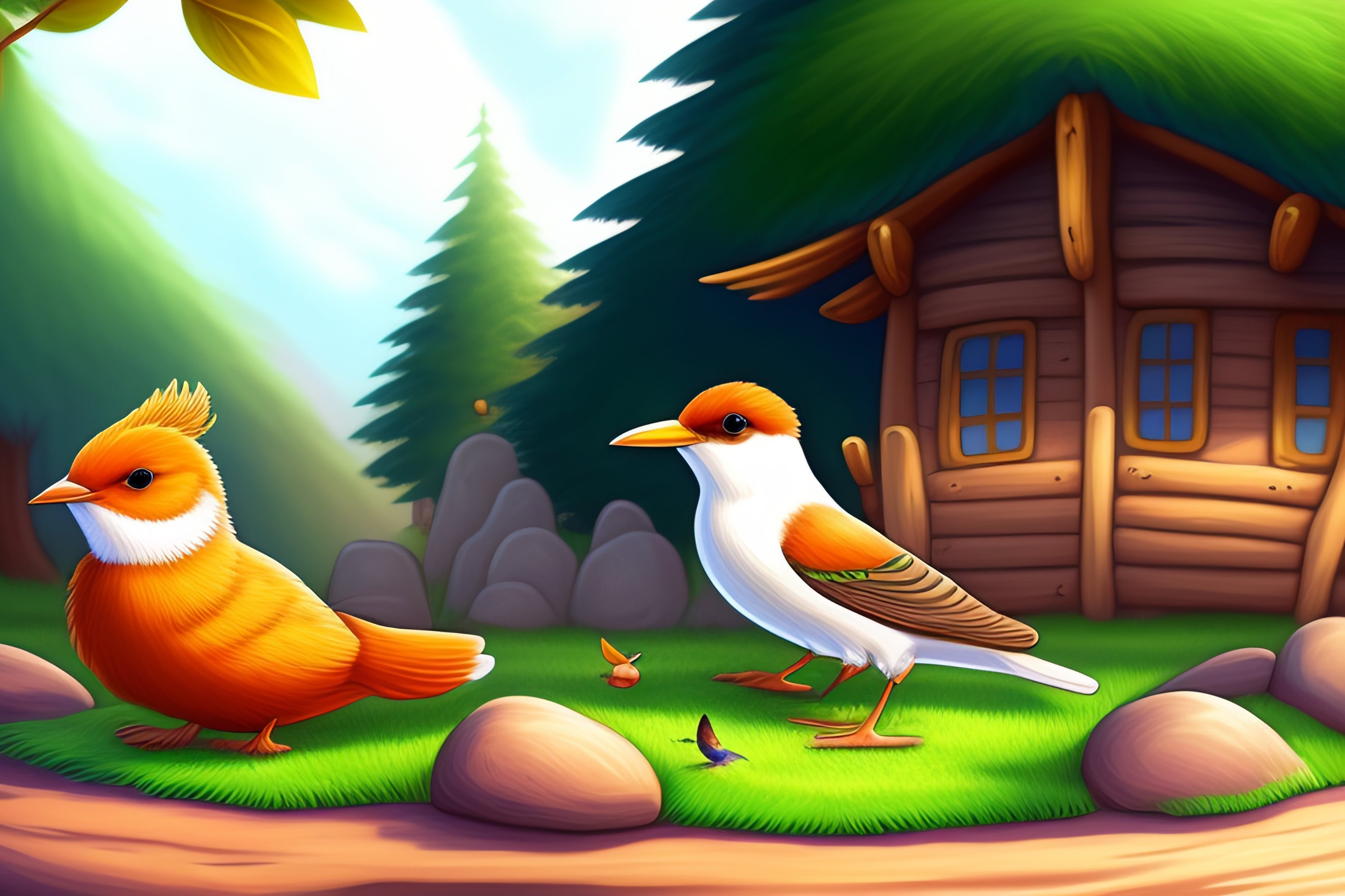 Lexica - A cartoon pictures of Birds playing with animals , in indain ...