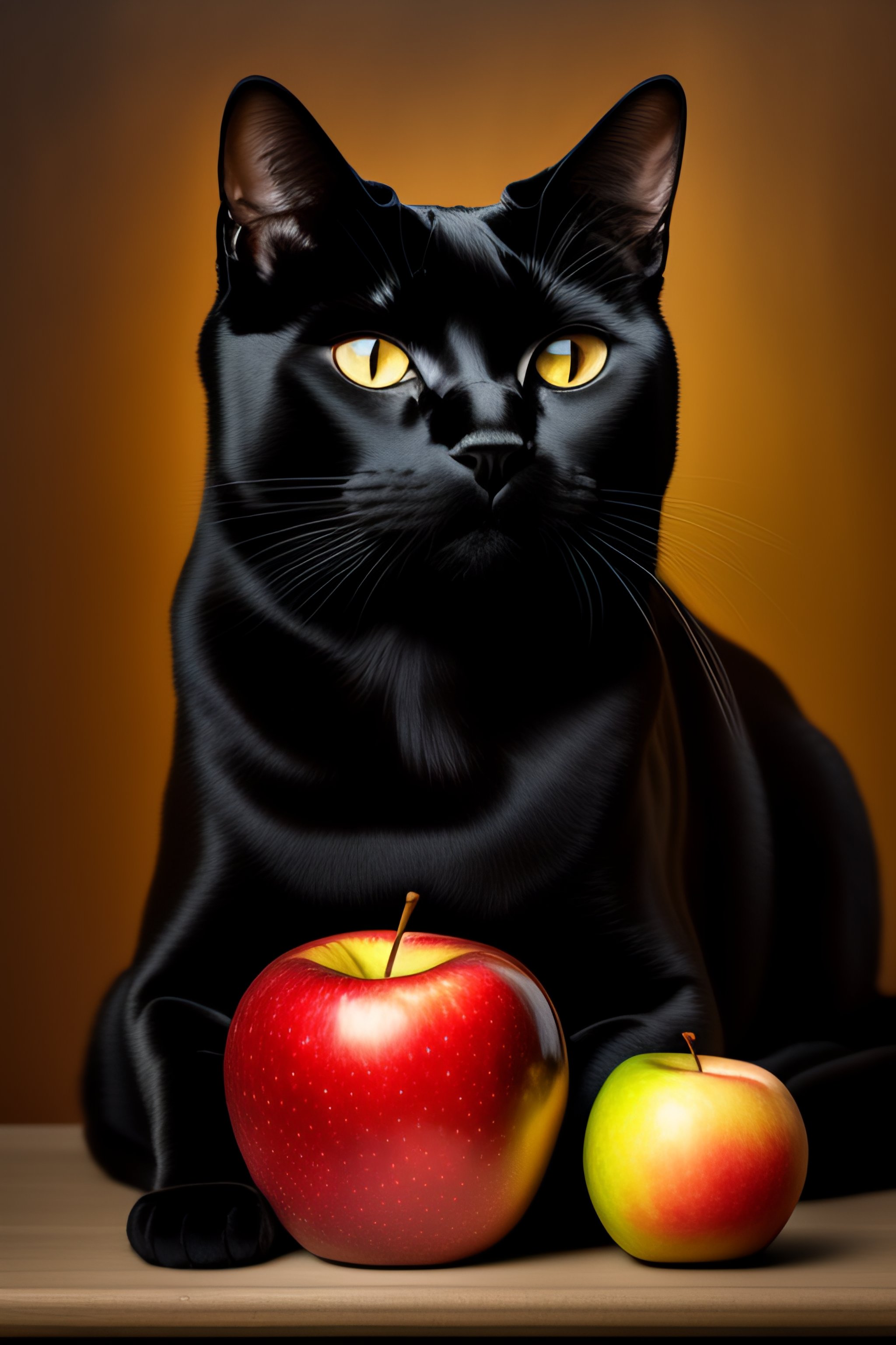 Lexica - Portrait a black cat eating an apple