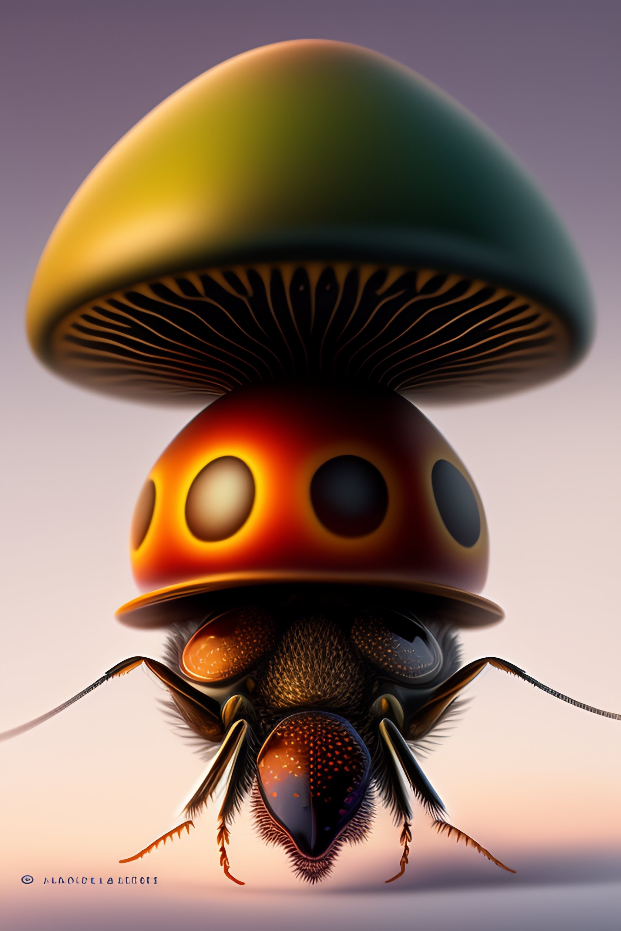 Lexica - A mushroom with the face of an insect , concept art , no color ...