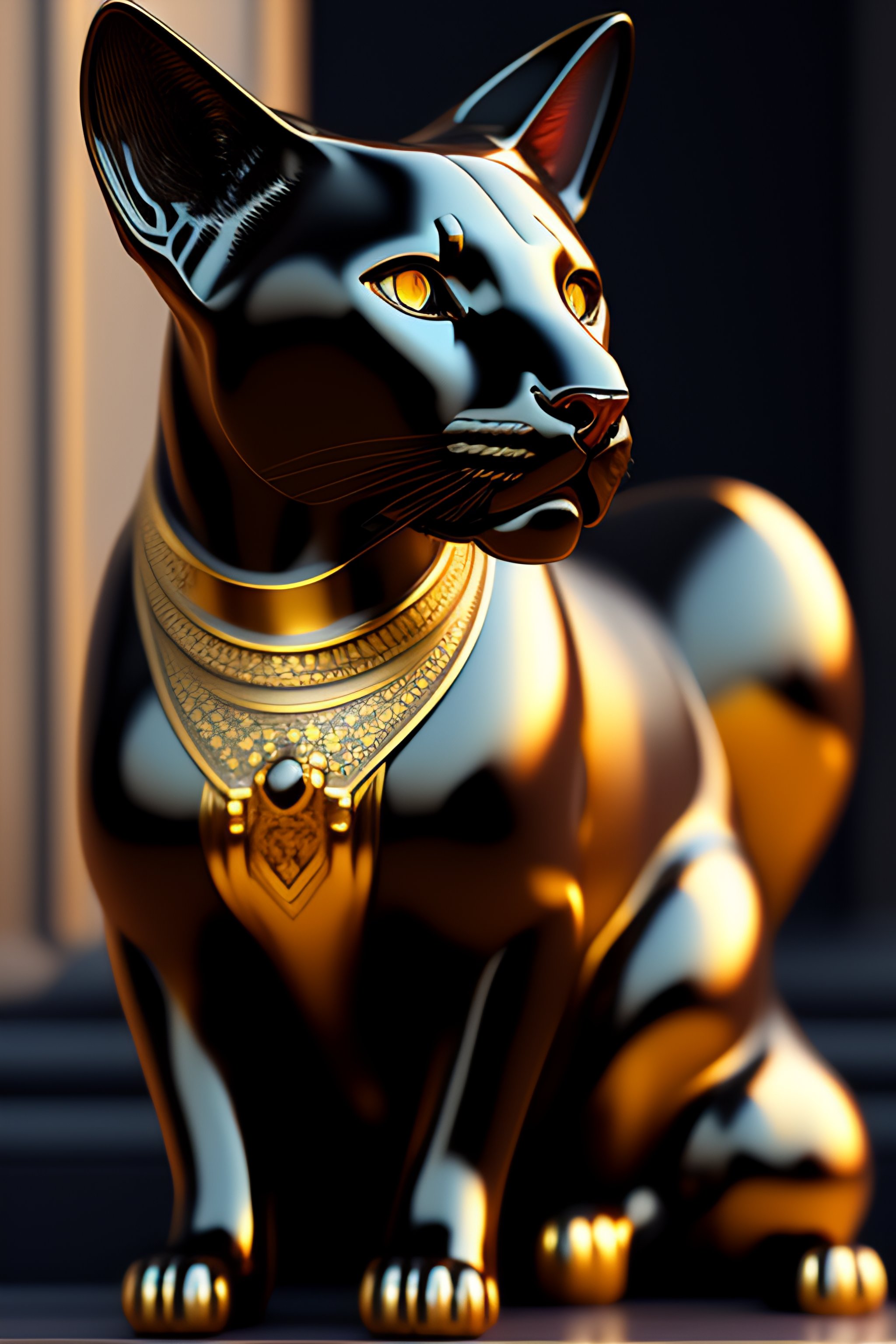 Lexica - Cat , Portrait of a cybernetic A Pharaonic marble statue dog ...