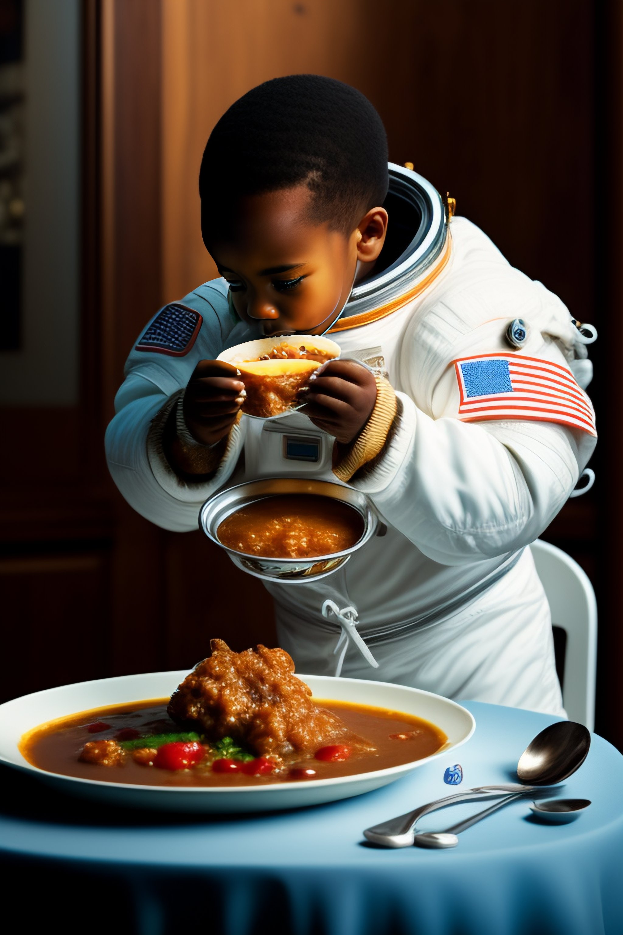 Lexica - Astronaut eating gumbo