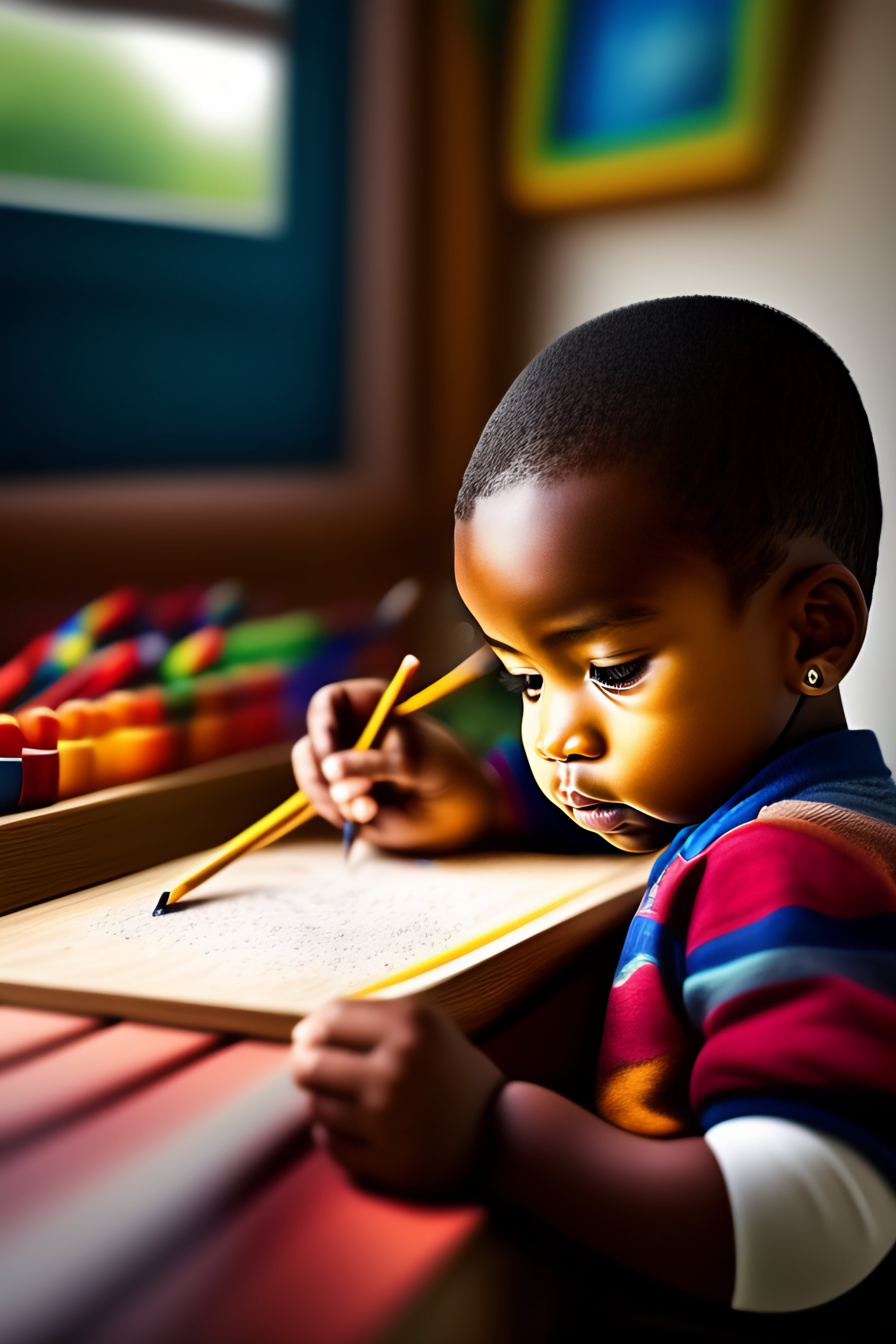 Lexica - Potrait of a creche kid writing