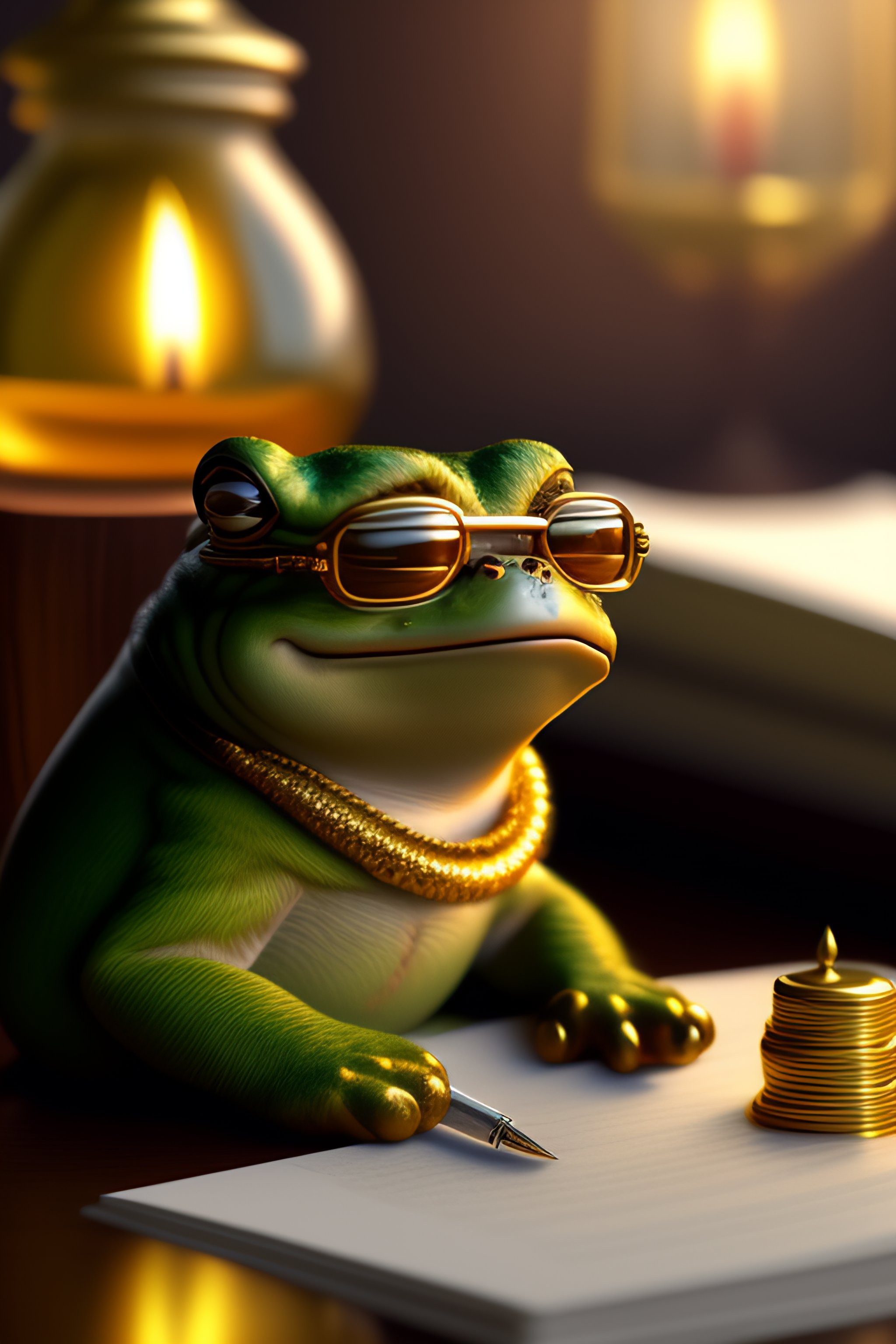 Lexica - An exhausted pepe the frog commiting tax fraud, paperwork ...
