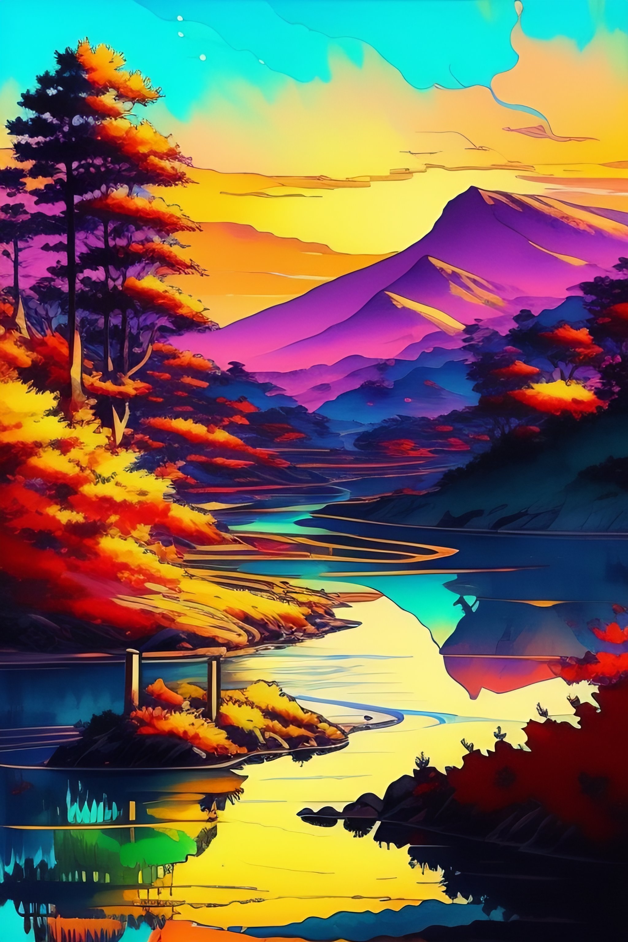 Lexica - Astonishing landscape artwork, Fusion between Cell-shading And ...