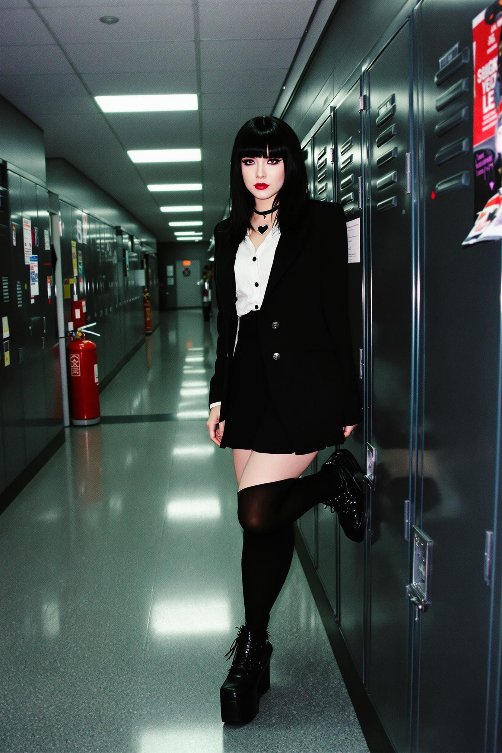 Lexica - Photo-realistic, grungy analog-style photo of a beautiful emo ...