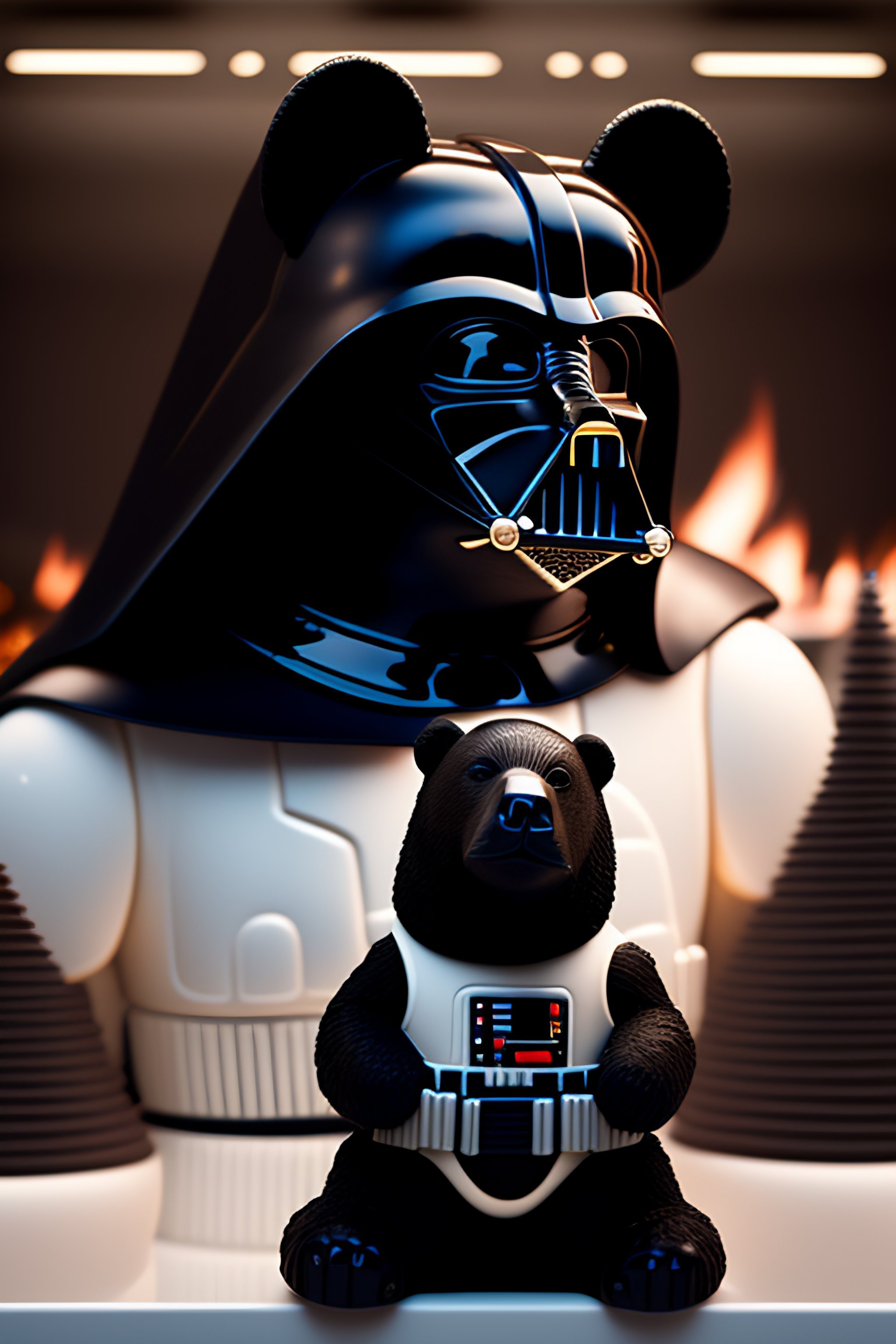 Lexica - Portrait of Darth Vader as a bear standing over a defeated ...