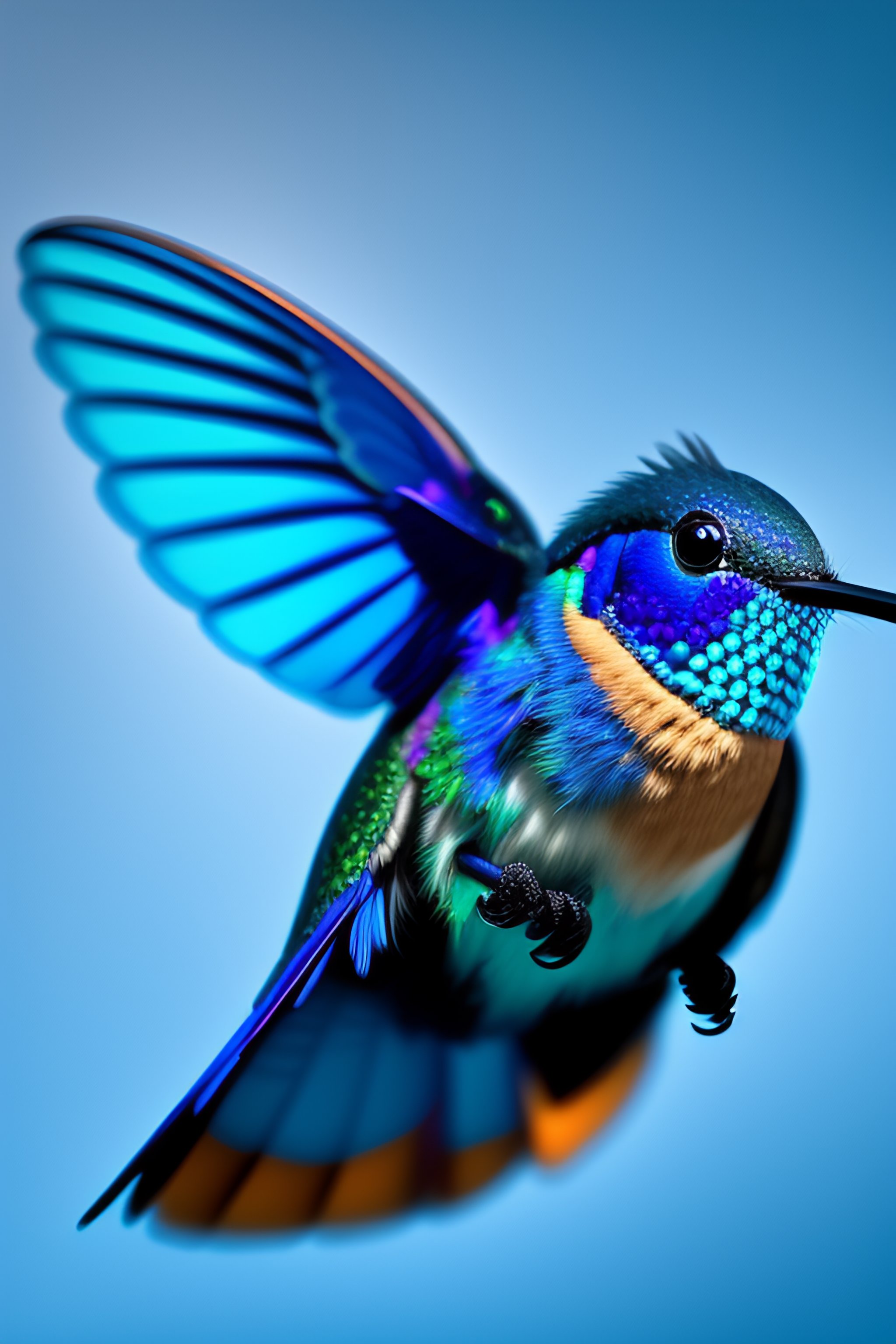 Lexica - Pixar style, blue hummingbird with adorable eyes, friendly ...
