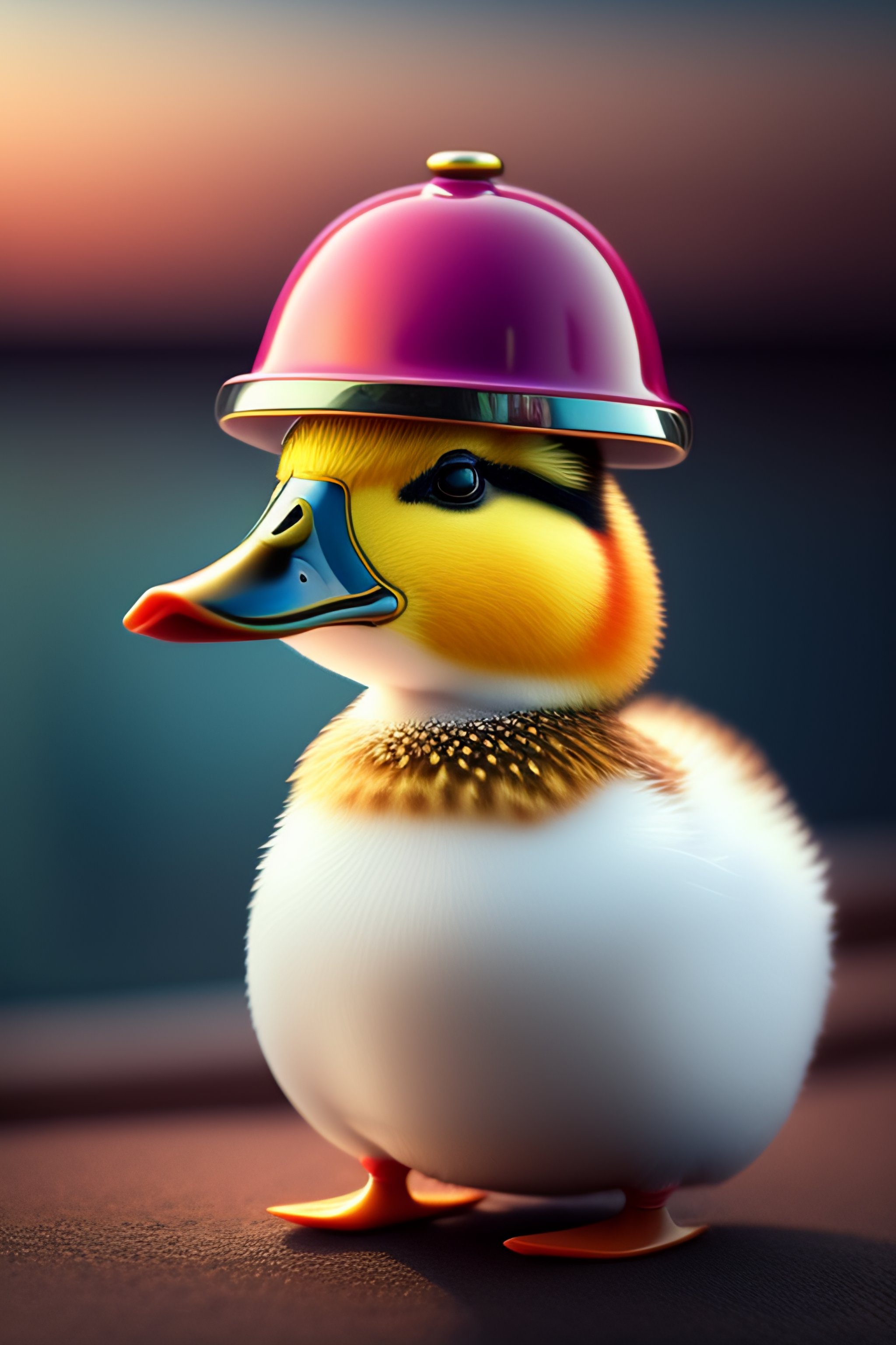 Lexica - A little duck with HELMET and icecream realistic
