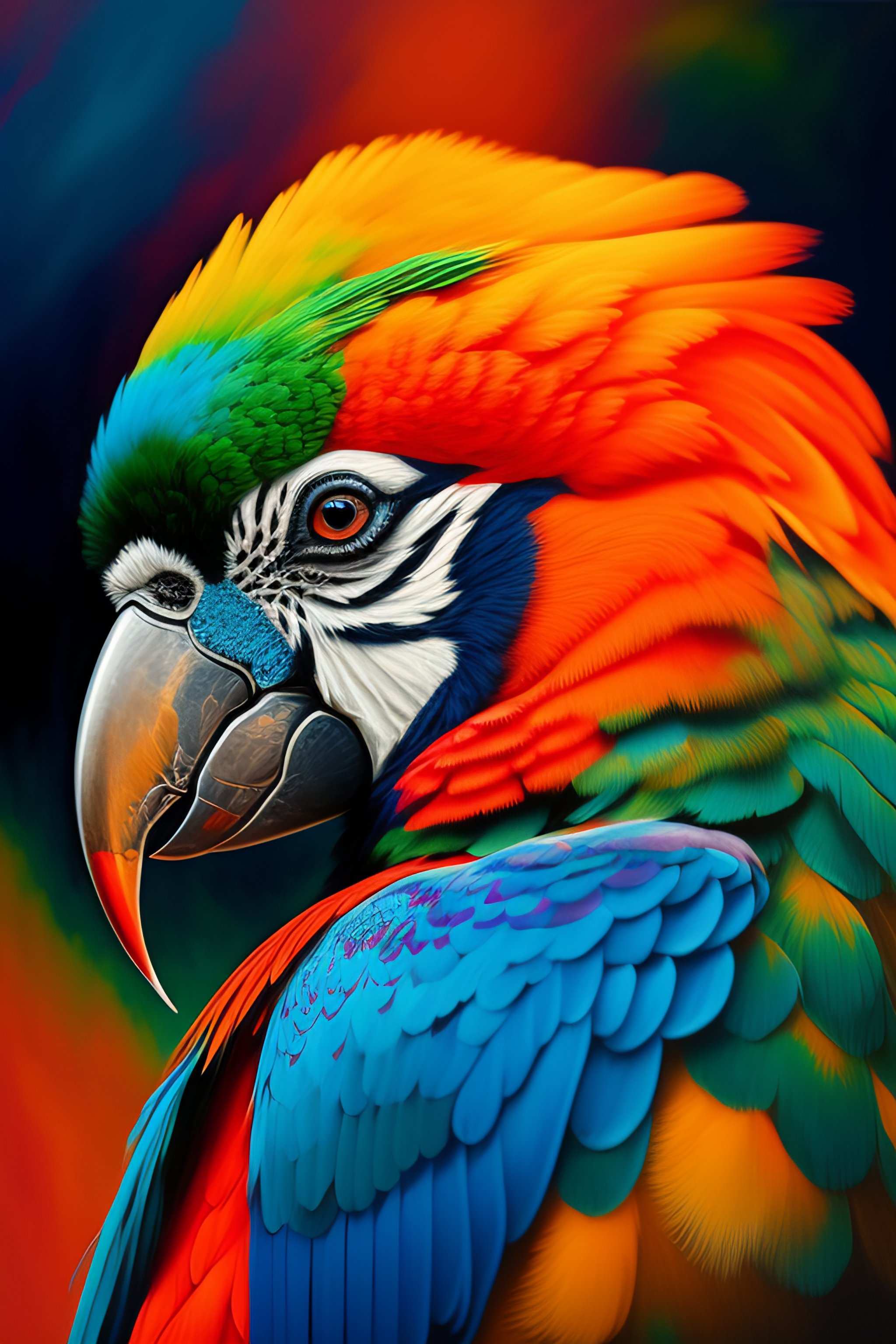 Lexica - Peacock macaw full color painting