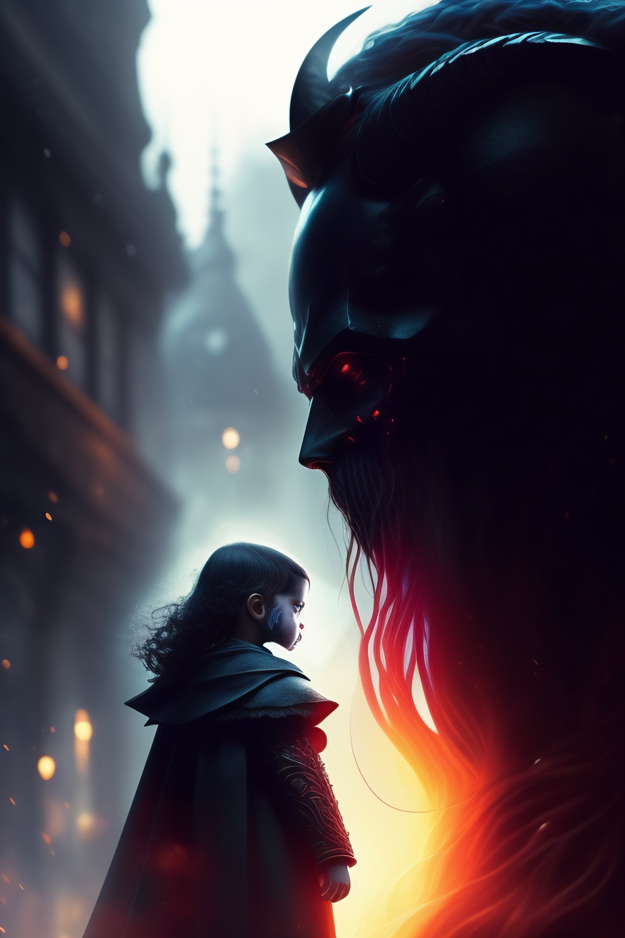 Lexica - Jack the ripper with a little demon and a little angel in his ...