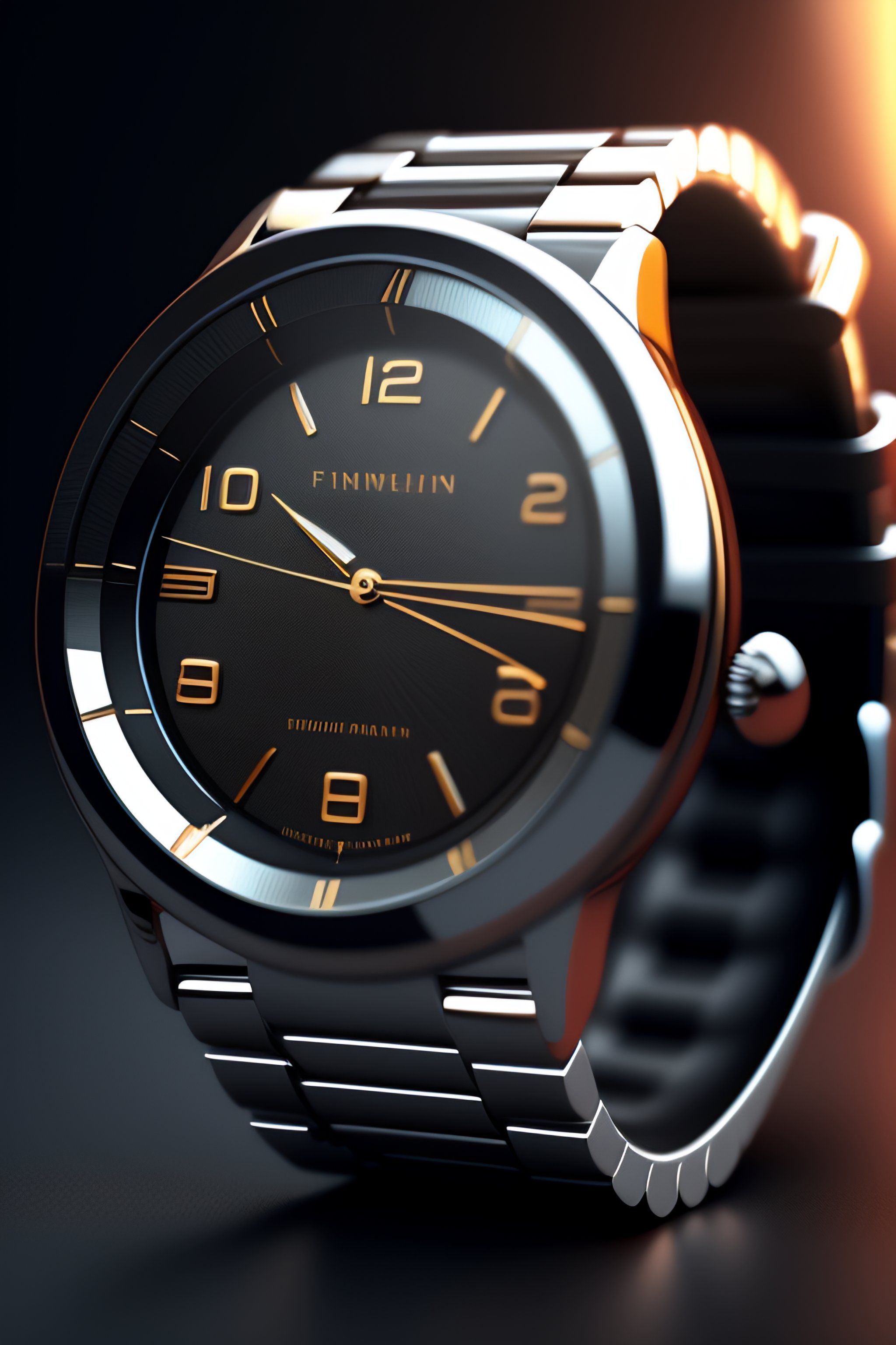 Lexica - Watch design, analog time, HD render, 4k, industrial theme, silver