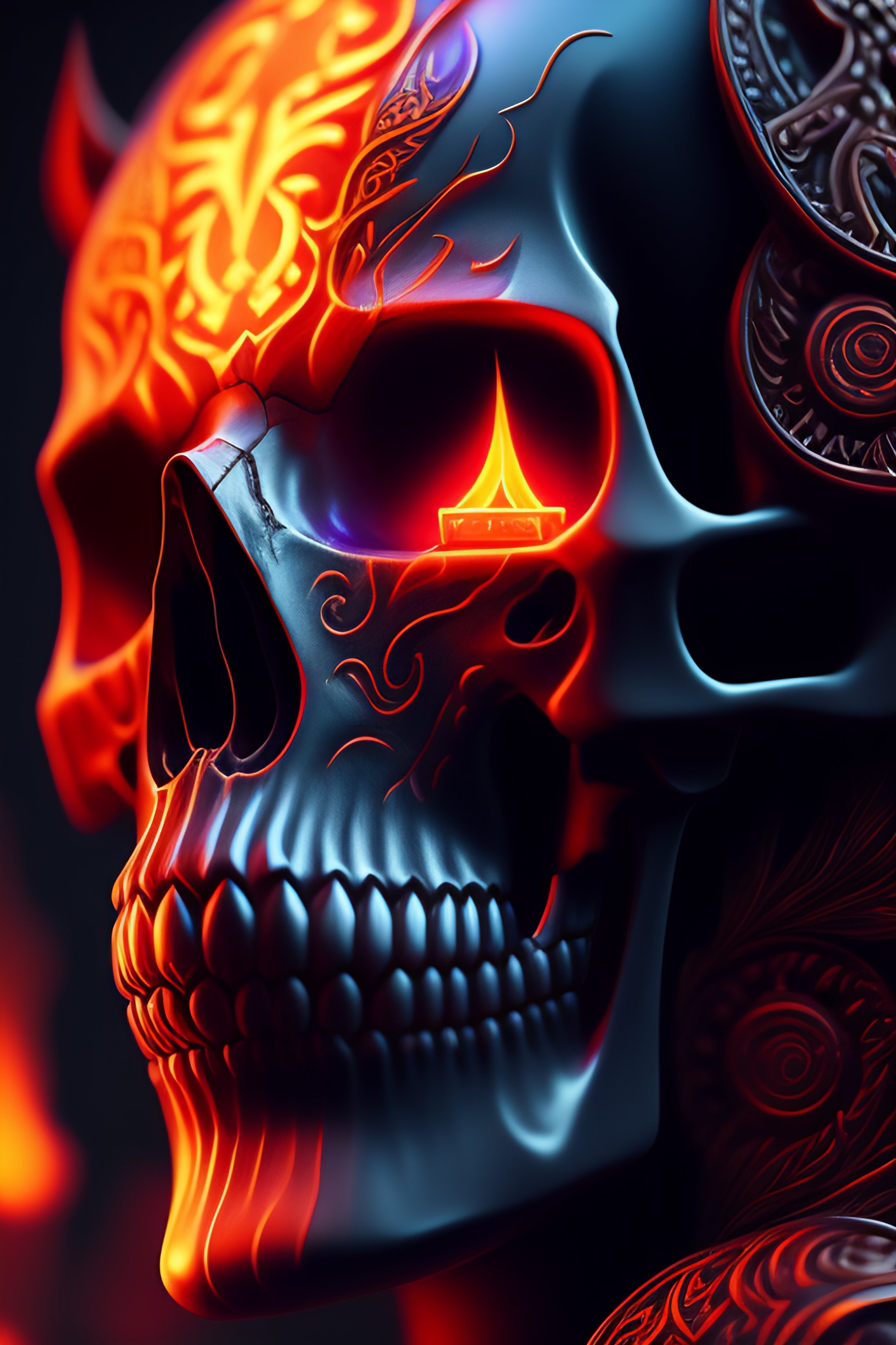 Lexica - Skull demon, glowing runes, Concept art portrait by Casey ...