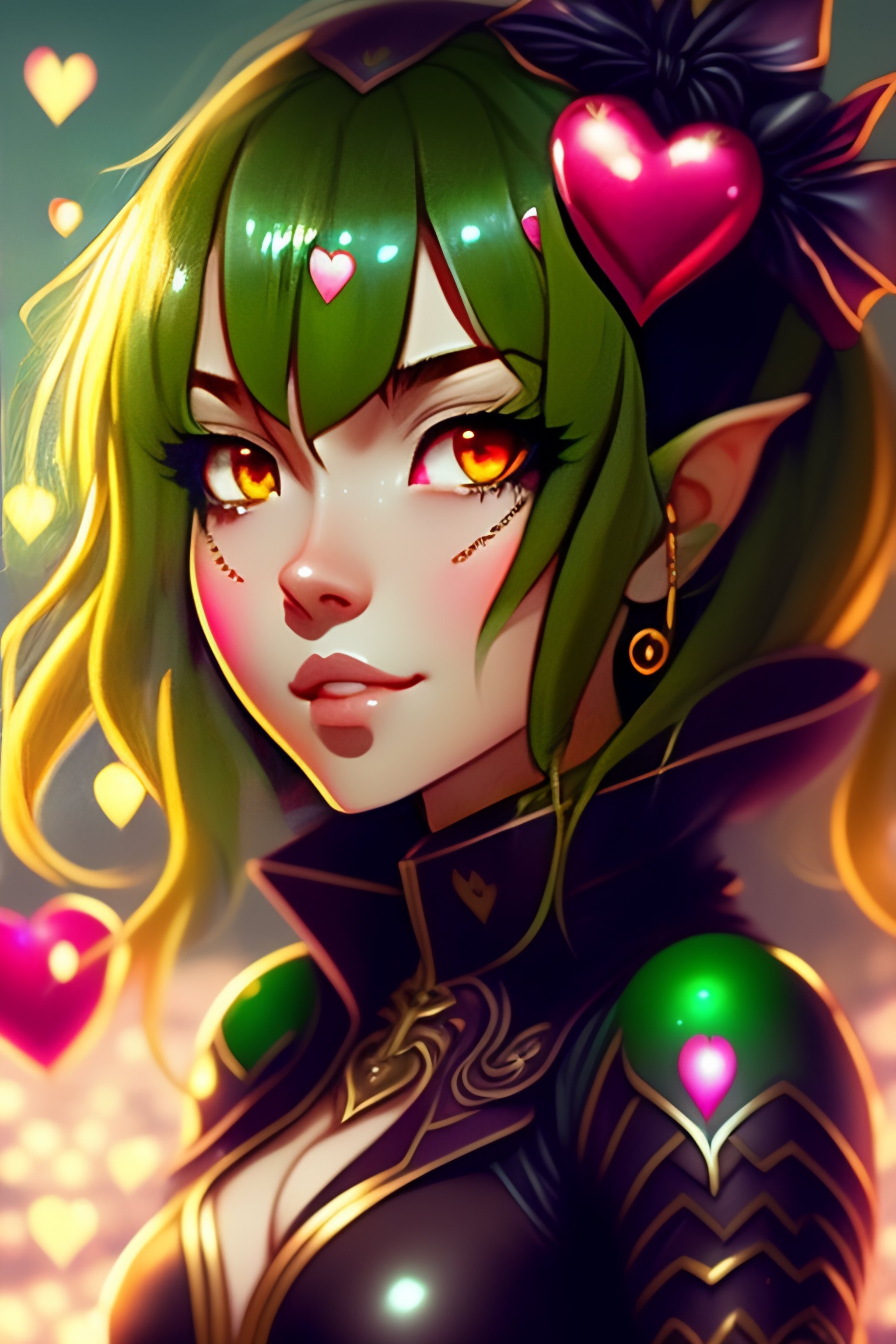 Lexica - Gorgeous goblin woman with big brown eyes, green skin, short ...