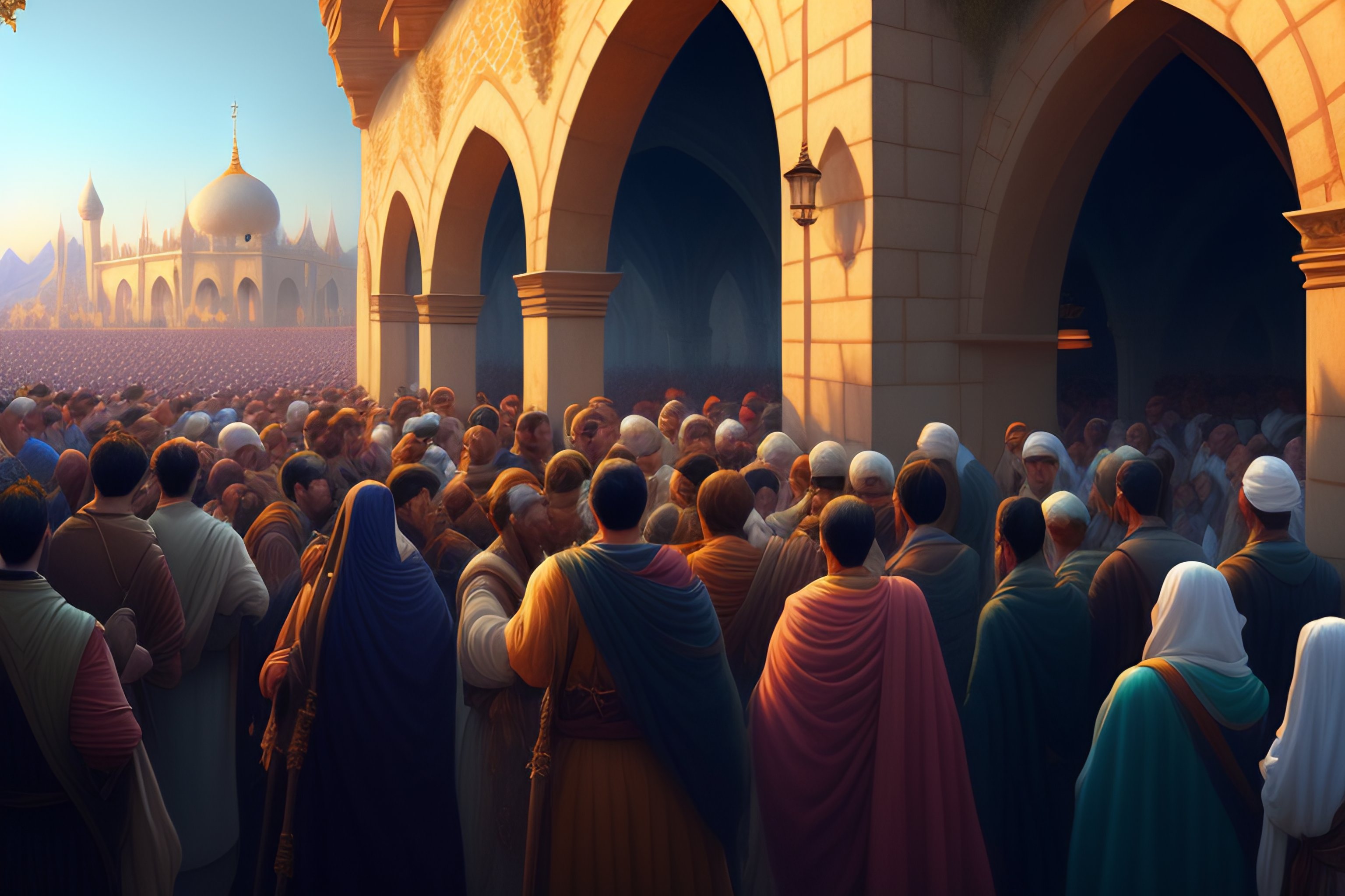 Lexica - A portrait of christian missionaries, preaching to many people ...