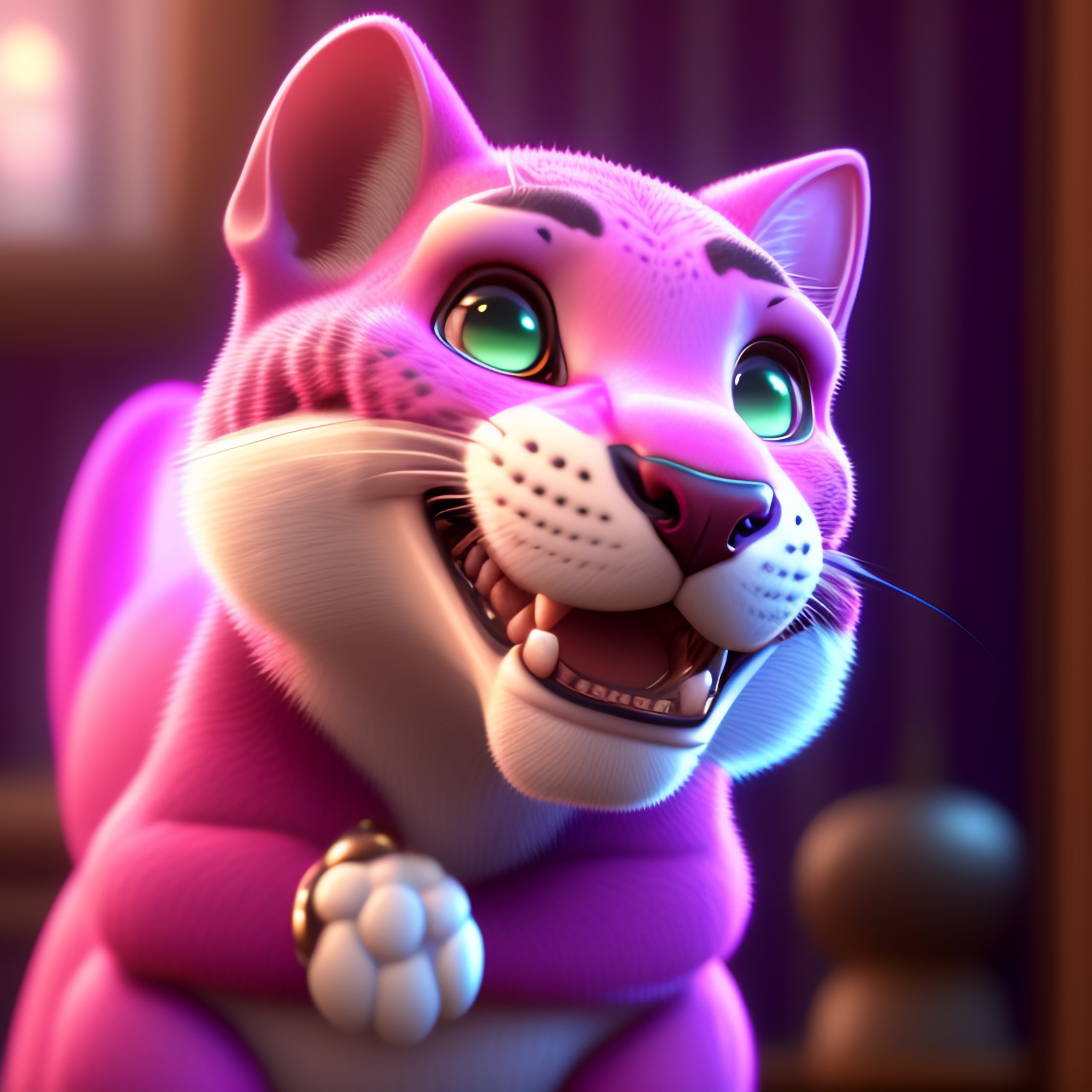 Lexica - Cute and adorable pink panther smiling, unreal engine, cozy ...