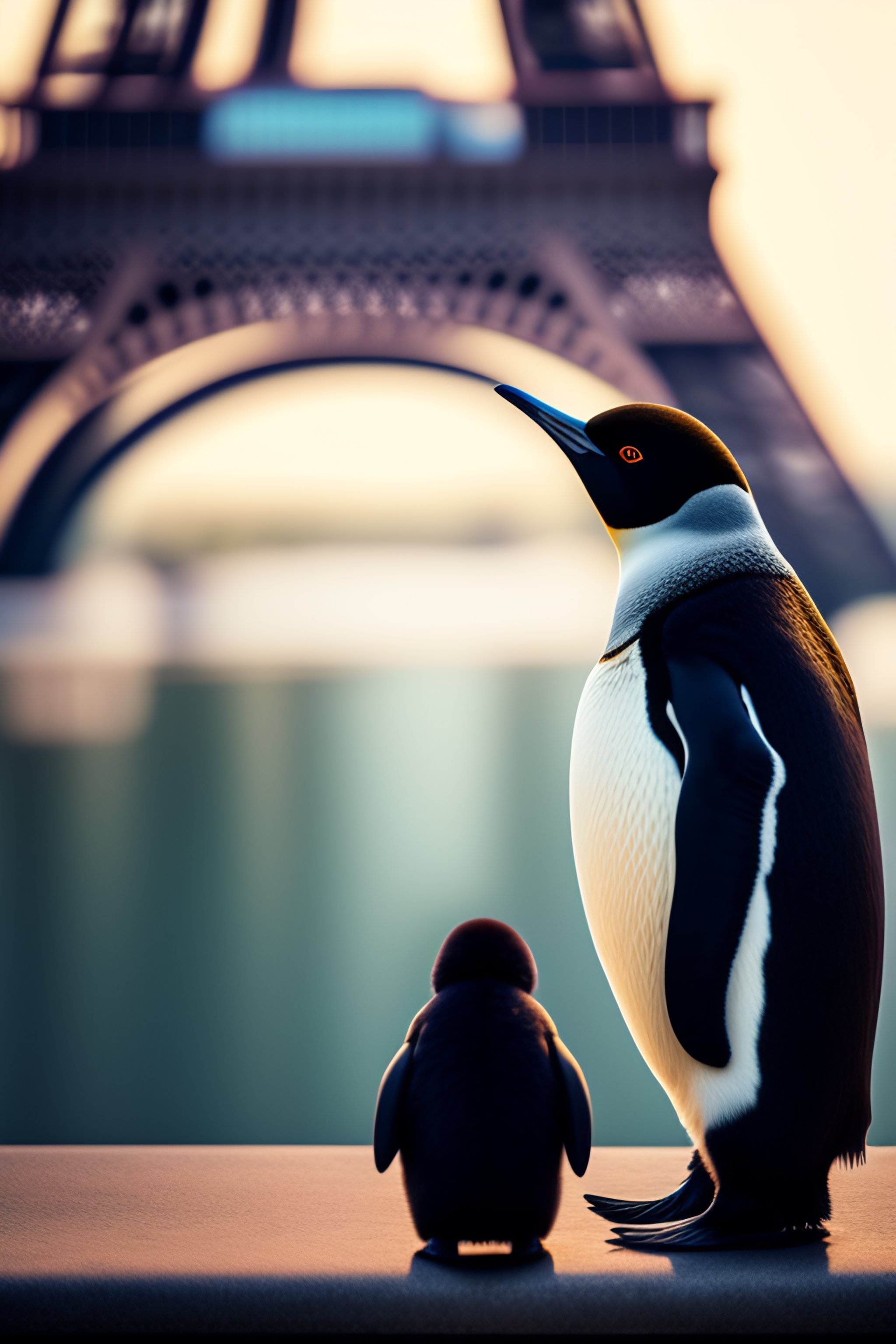 Lexica - Pinguin visiting the eiffel tower