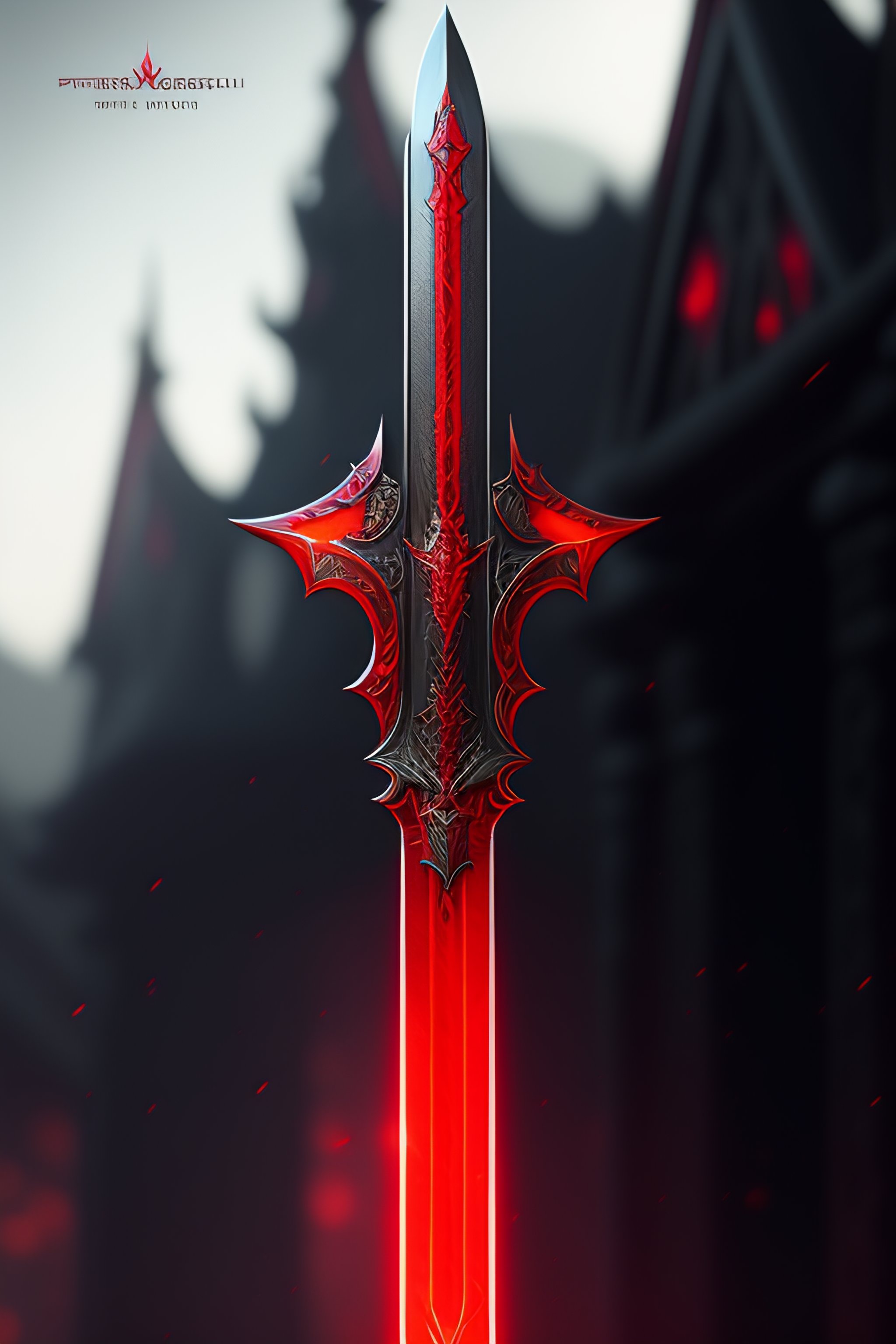 Lexica - Fantasy longsword made of transparent red glass, evil magic ...
