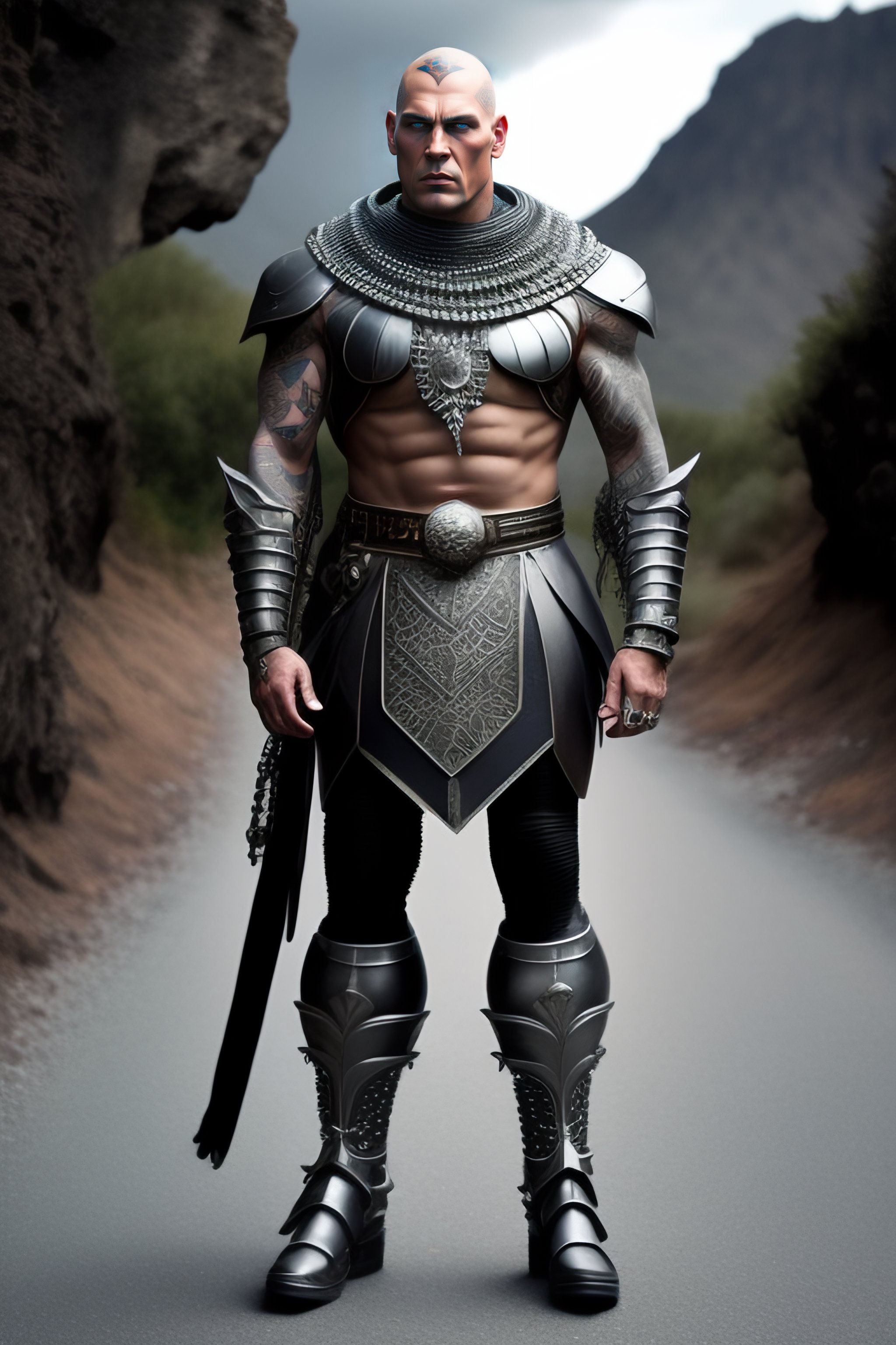 Lexica - Goliath man. 8ft. Tall. Heavily Tattooed. Face has heavy ...
