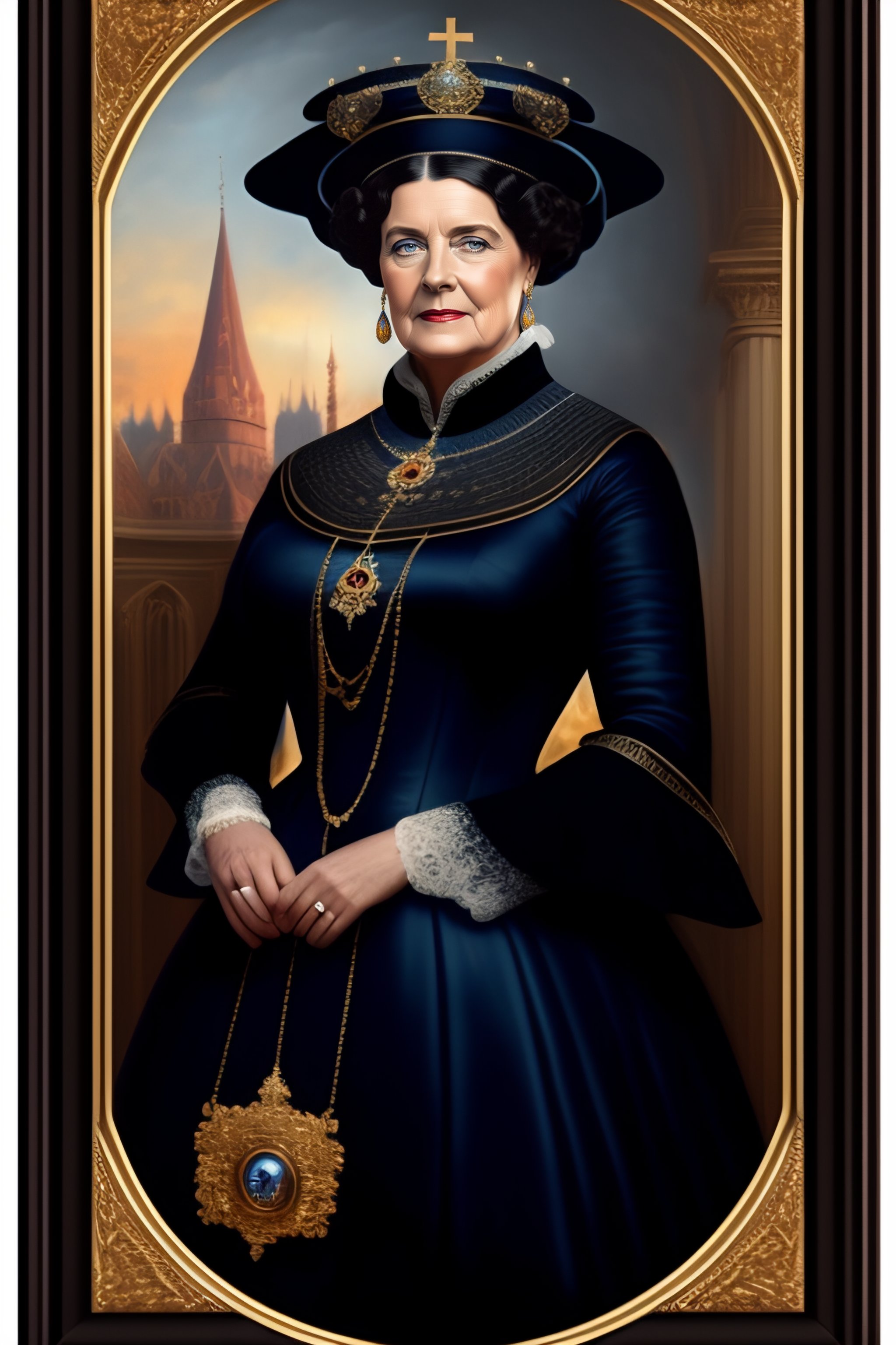 Lexica - Picture of a victorian dowager queen wearing long black dress ...