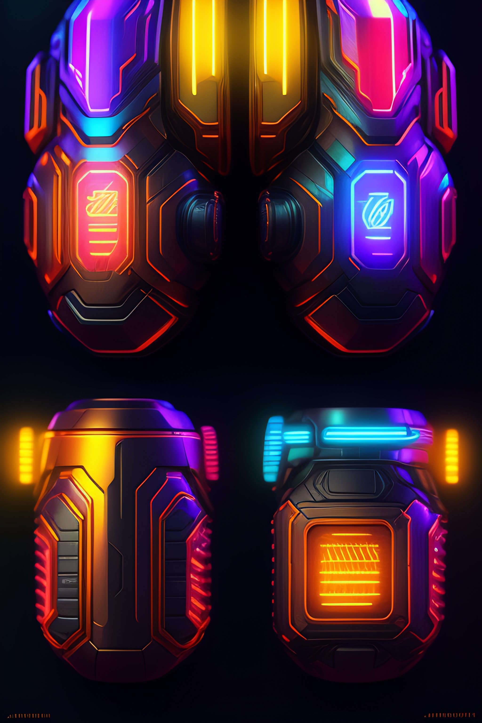 Lexica - Ultradetailed illustration of a mechanic gauntlet, neon ...