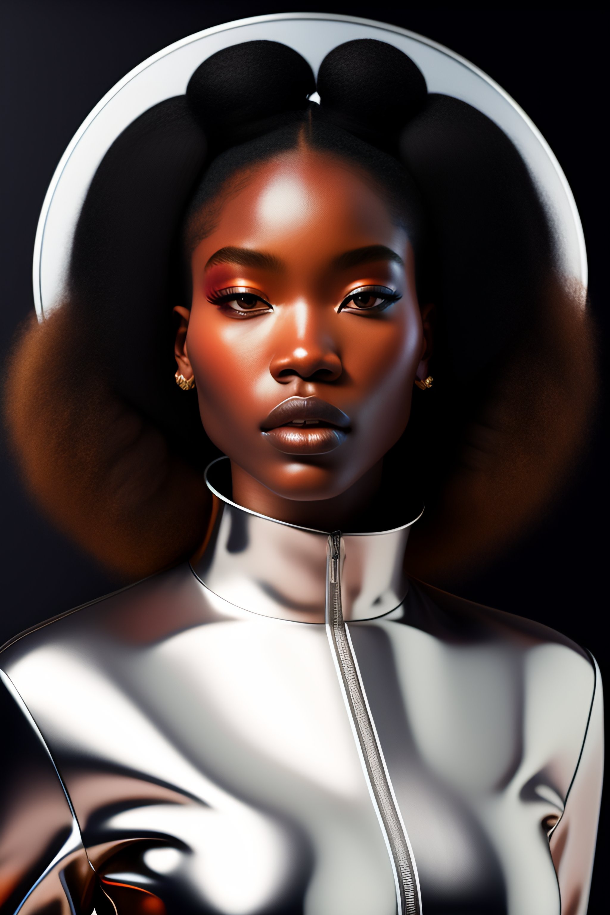 Lexica - Stunning gear-punk stylish (black woman) wearing an stainless ...