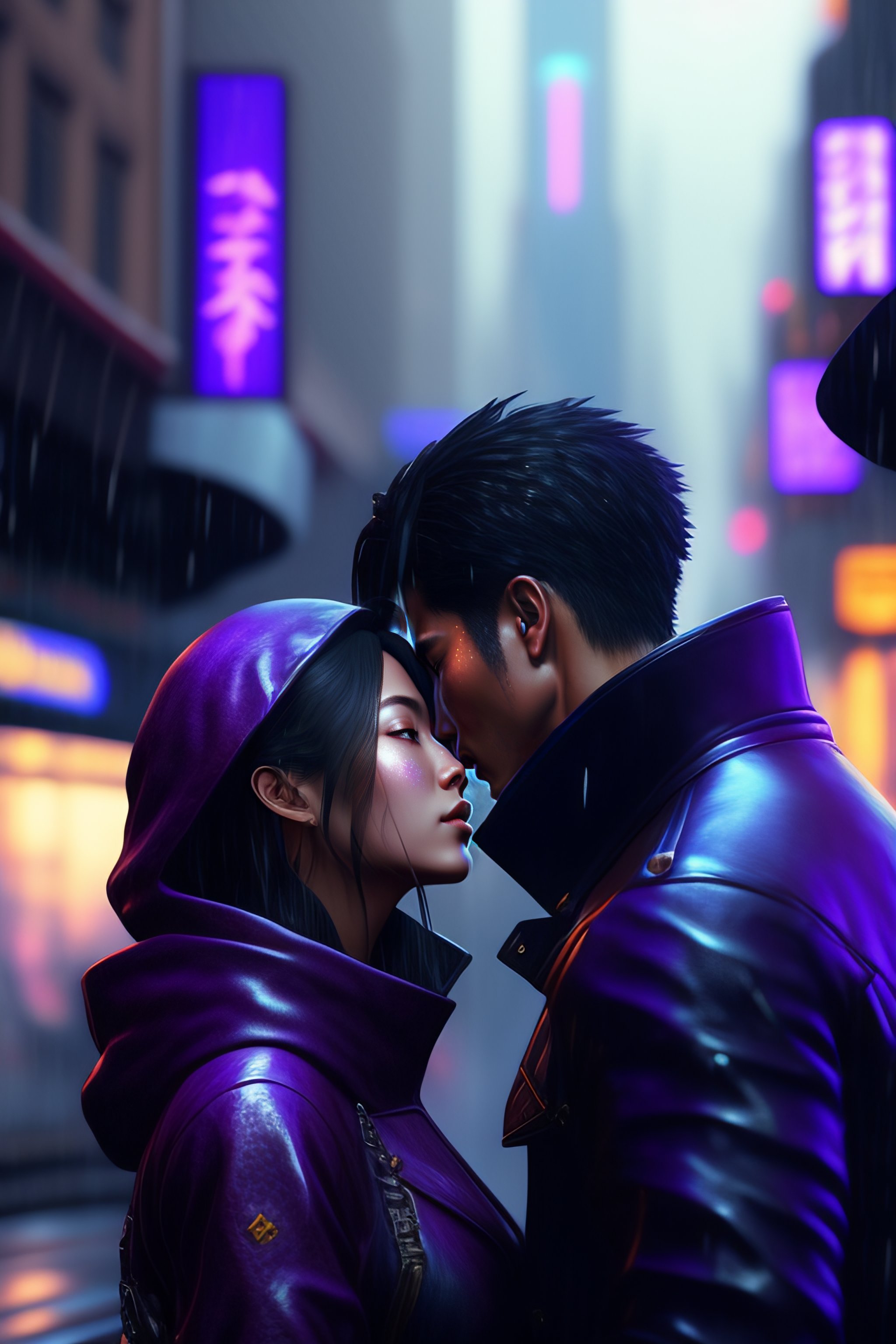 Lexica - Videogame screengrab by Yoshitaka Amano, a cinematic image of a couple kissing in the ...